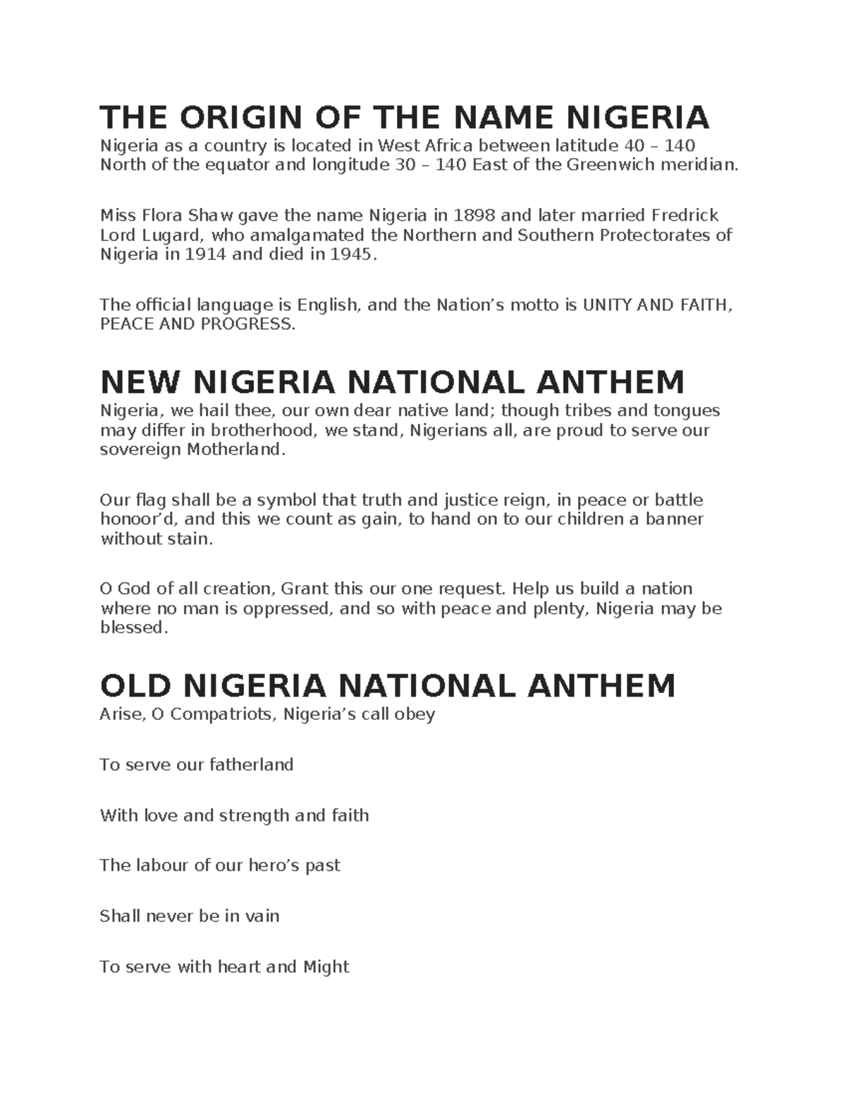 THE Origin OF THE NAME Nigeria - THE ORIGIN OF THE NAME NIGERIA Nigeria ...