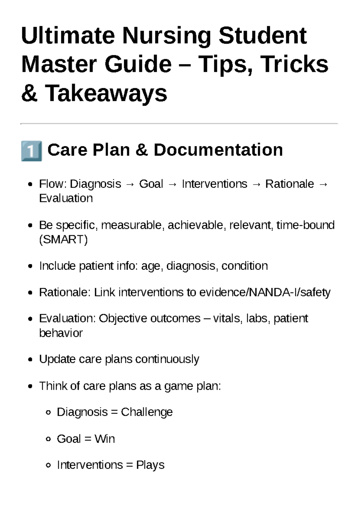 Nursing 101: Master Guide for Care Plan Documentation & SMART Goals ...