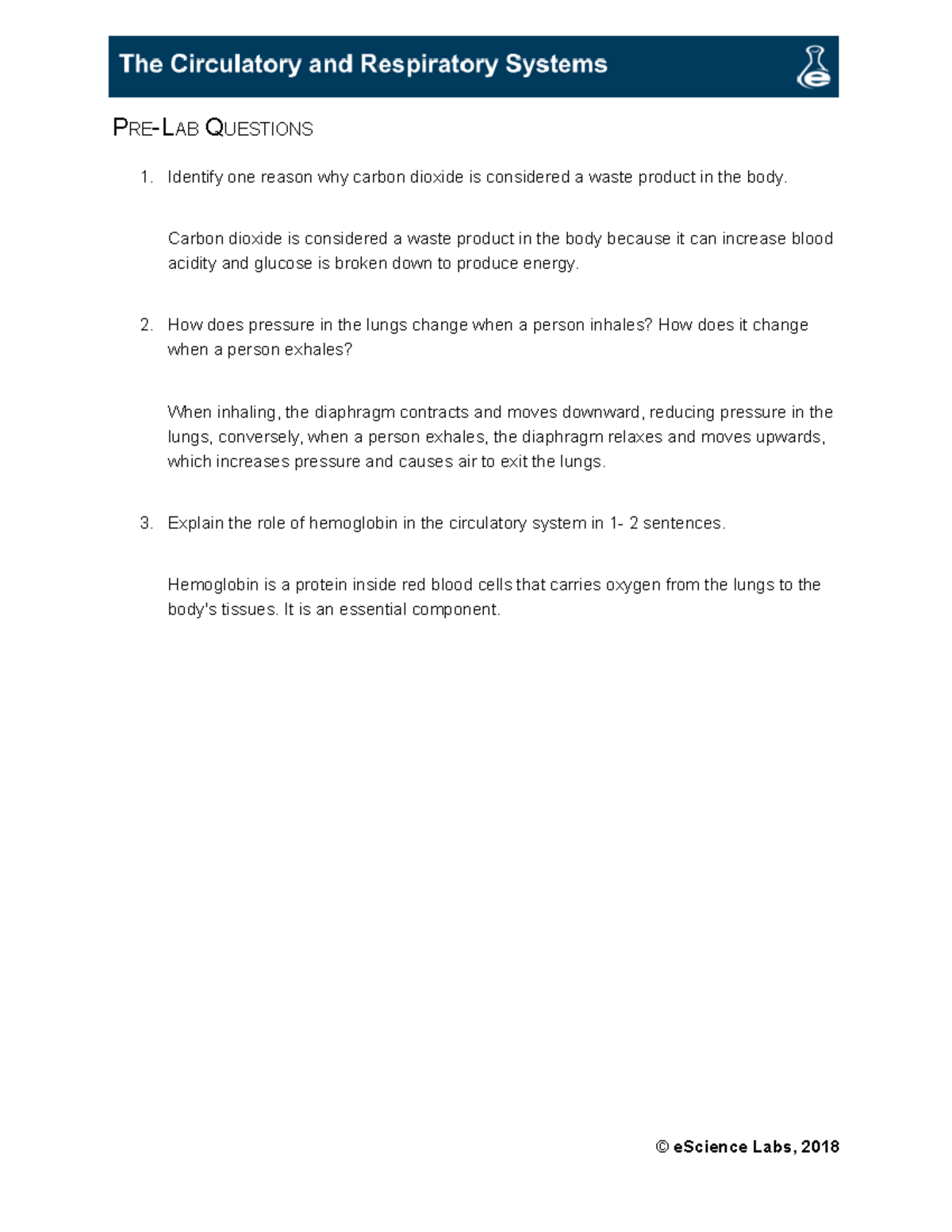 IB 1108 L25 Pre-Lab and Experiment Notes on Circulation & Respiration ...
