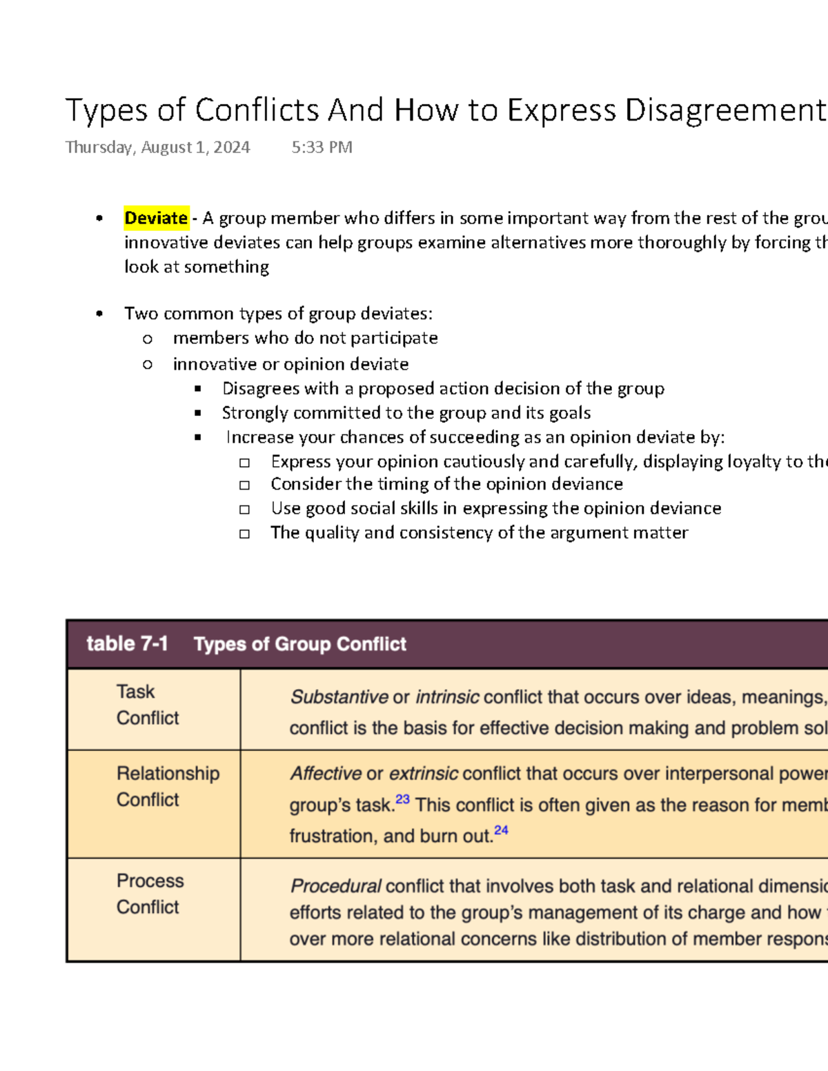 Module 5: Types of Conflicts & Expressing Disagreements in Groups - Studocu