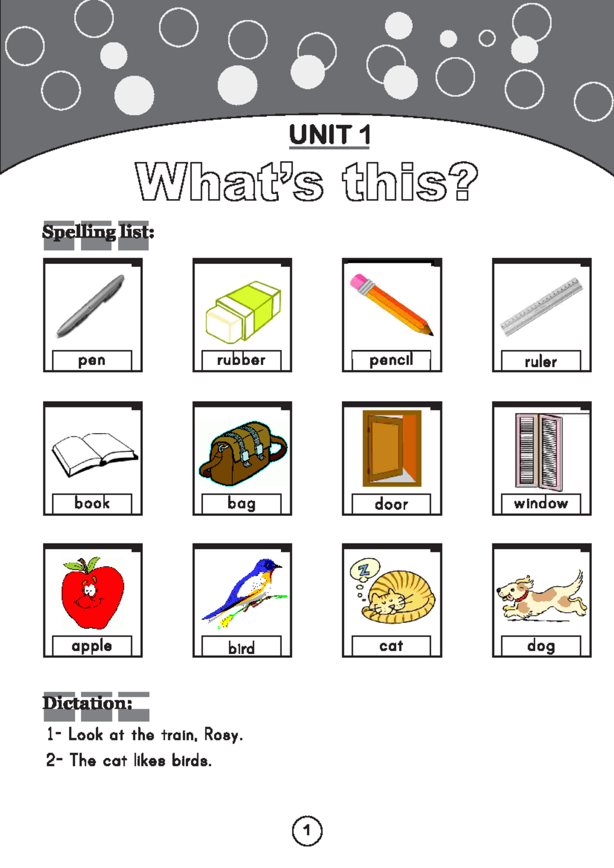 Primary 1 A - Unit 1 & Unit 3 Exercises and Worksheets - Studocu