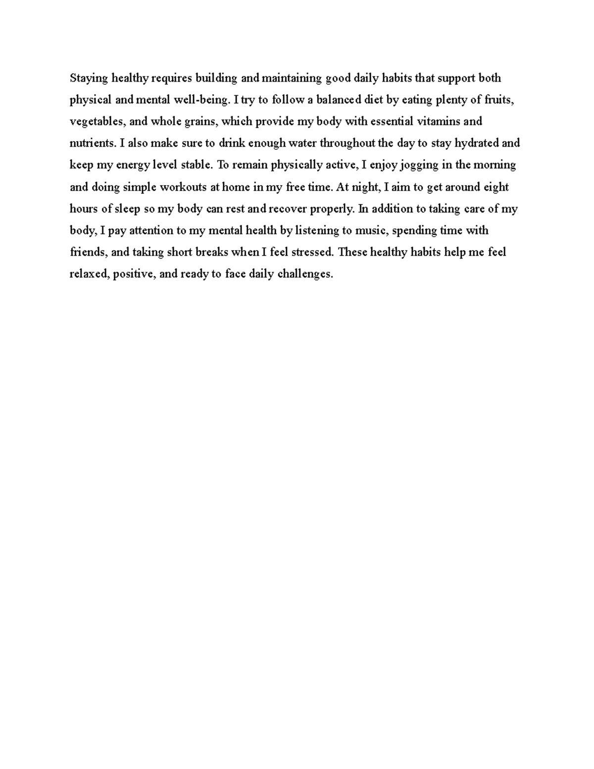 Healthy Habits for Physical and Mental Well-being: Writing Unit 10 ...