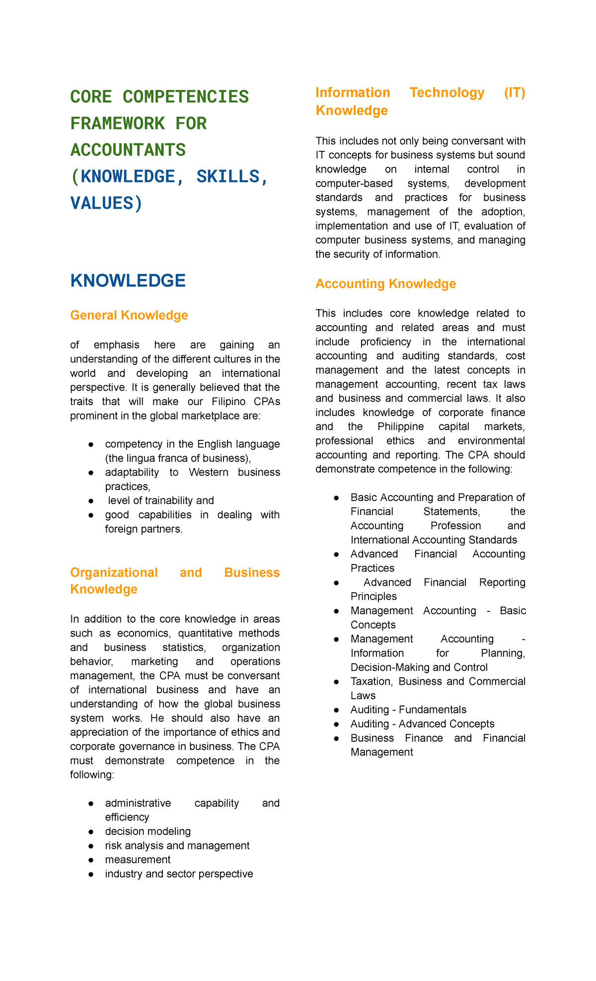 Accounting 101: Core Competencies Framework for Accountants - Studocu