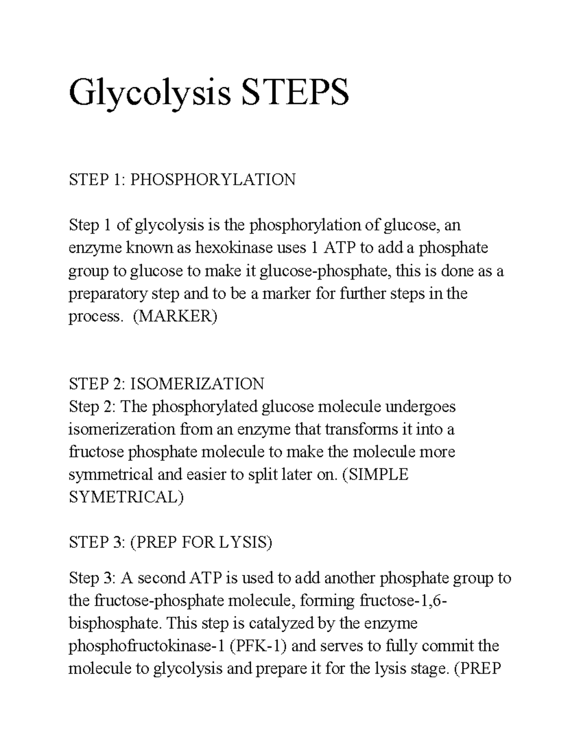 Glycolysis Steps: Detailed Breakdown of Each Phase - Studocu