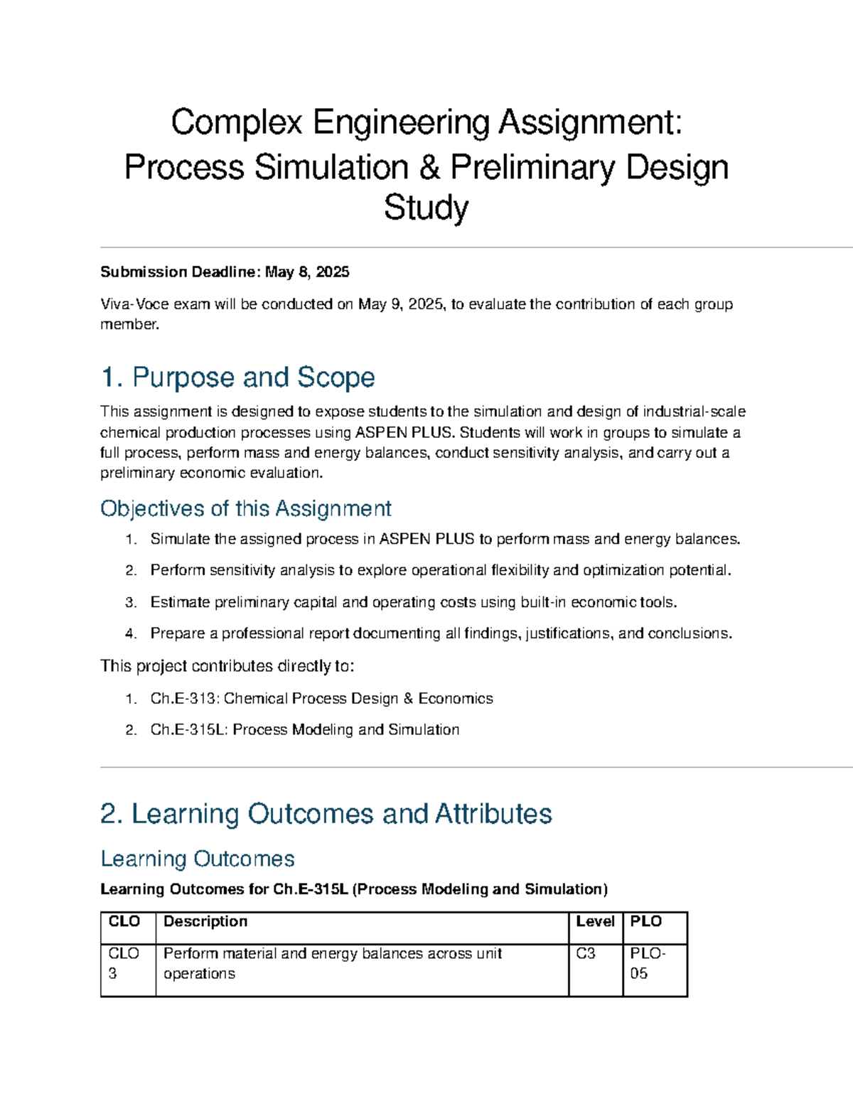 Complex Engineering Assignment: Process Simulation & Design Study (CEP & CEA) - Studocu