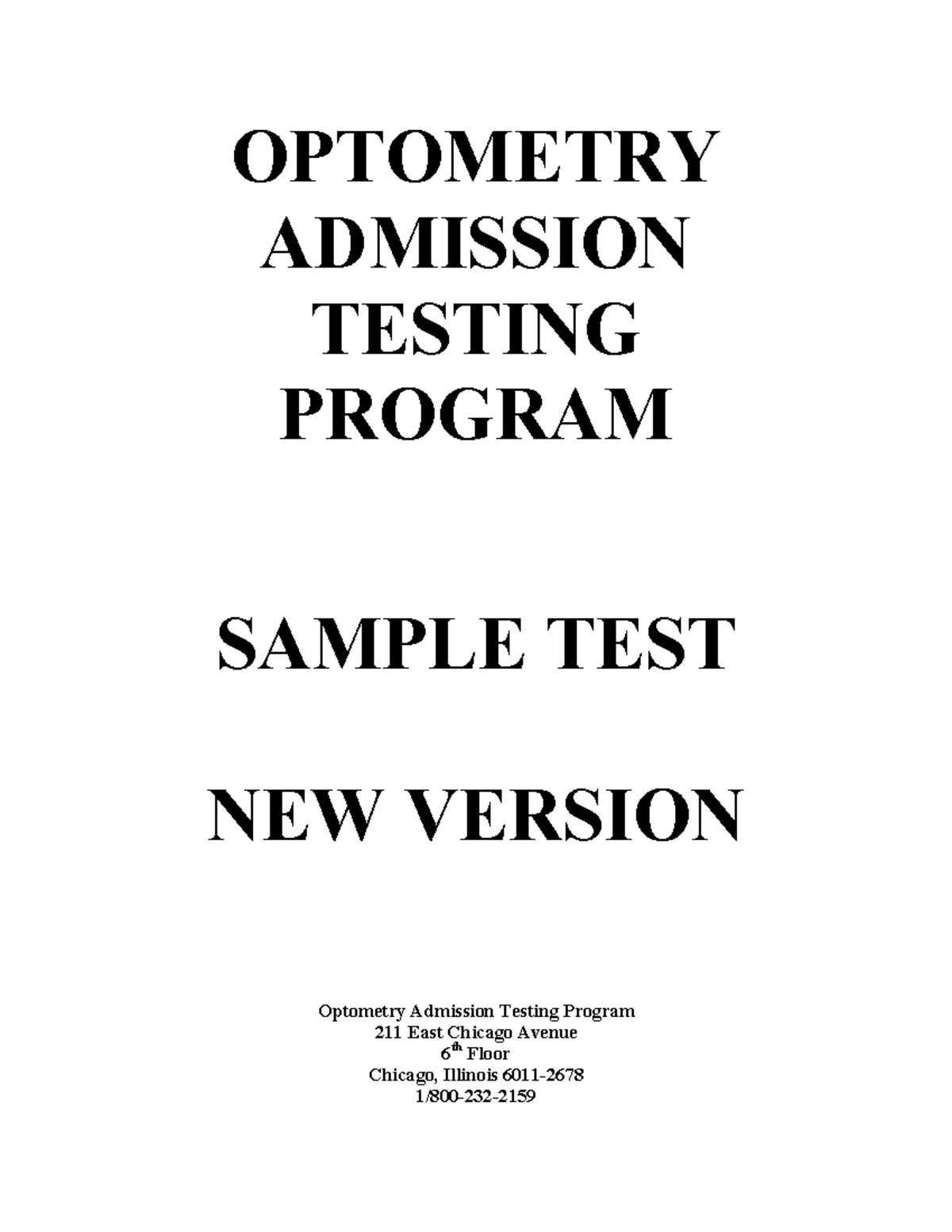 6773479 Oat Sample Test Rev - OPTOMETRY ADMISSION TESTING PROGRAM ...