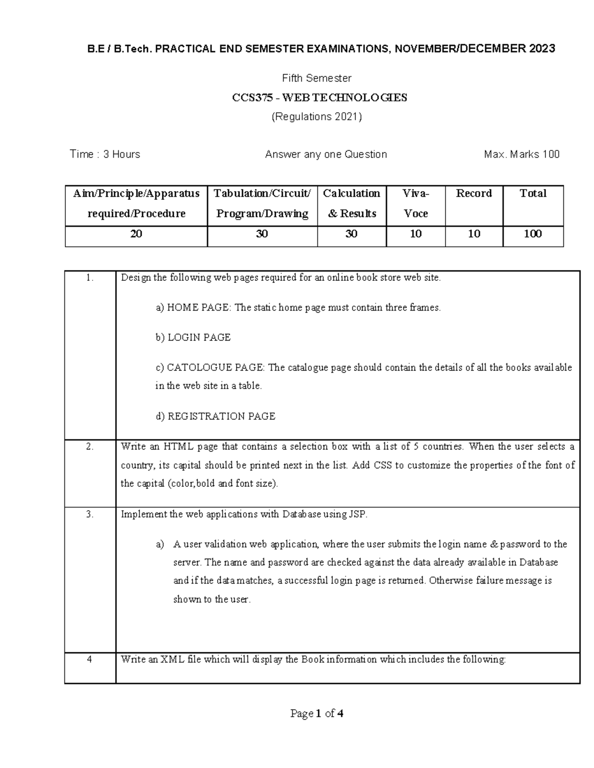 CCS375 SET3 - Practical Exam Questions for Web Technologies - Studocu