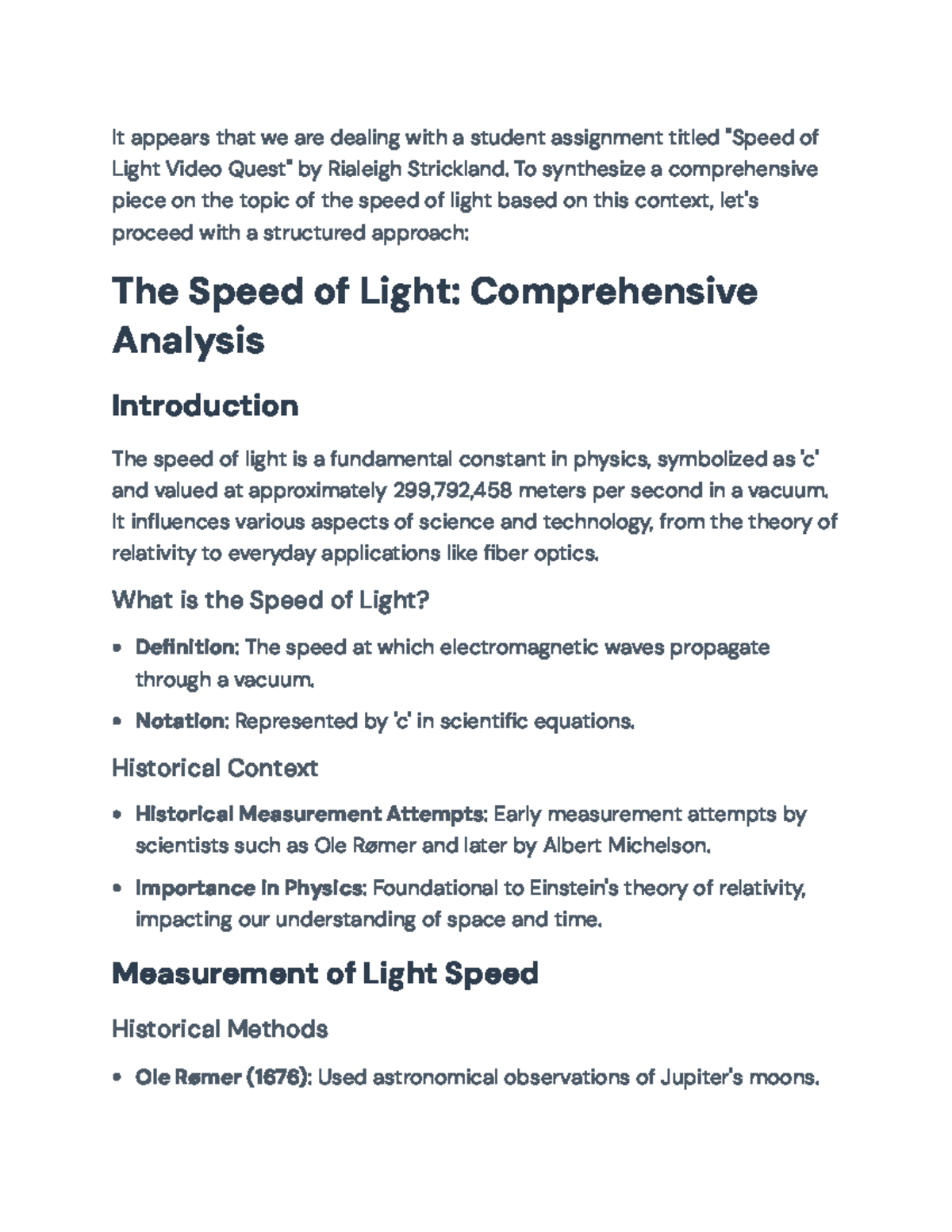 Speed of Light Analysis: Understanding 'c' and Its Implications - It ...