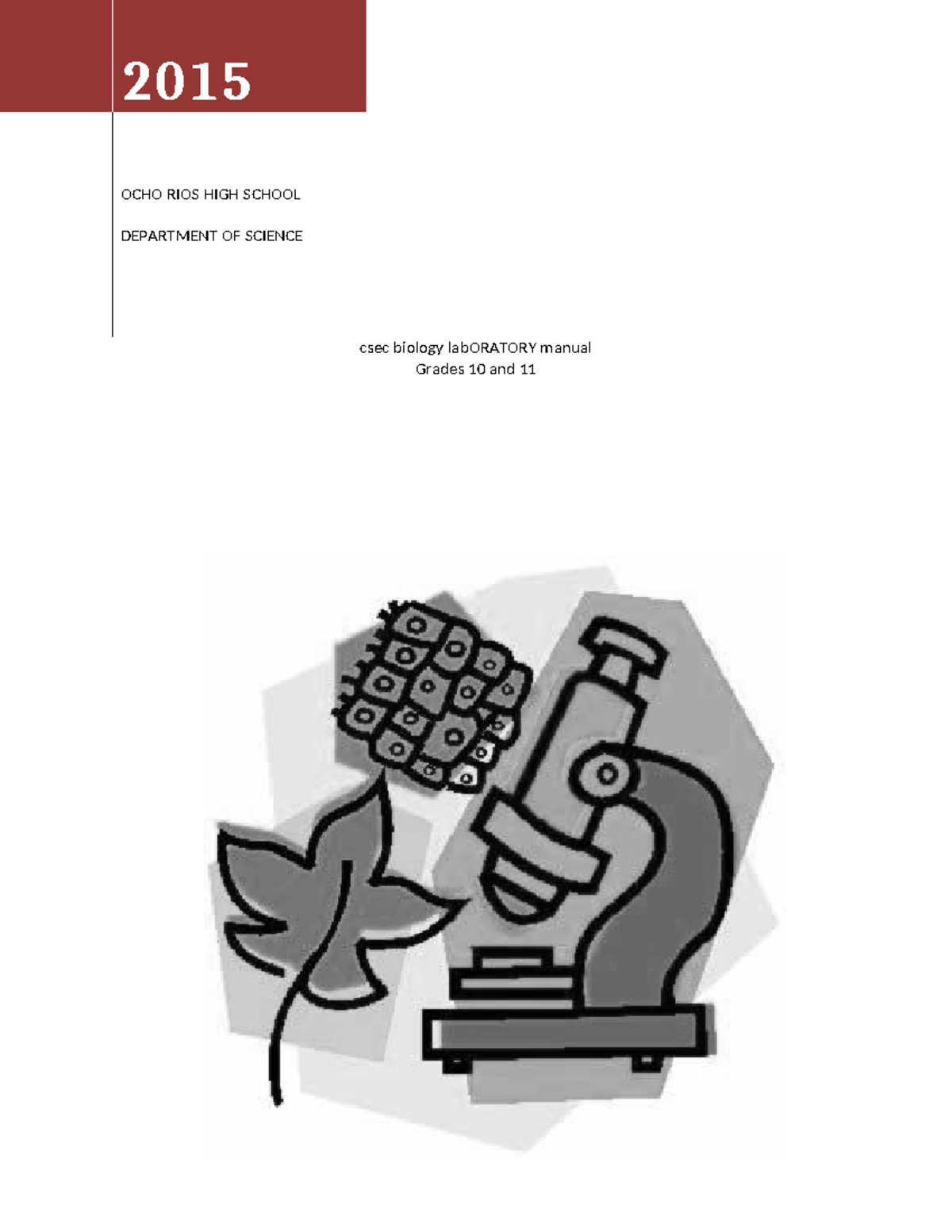 CSEC 363305311 Biology Lab Manual for Grades 10 and 11 Activities - Studocu