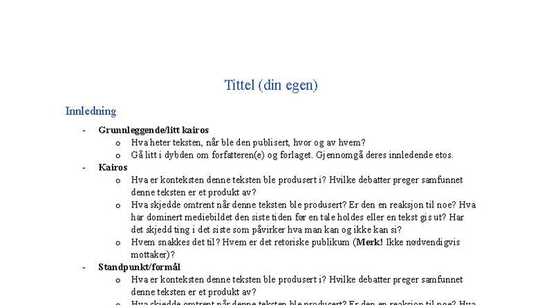 Retorisk Analyse Mal: Kairos, Etos, Logos & Patos - Studocu