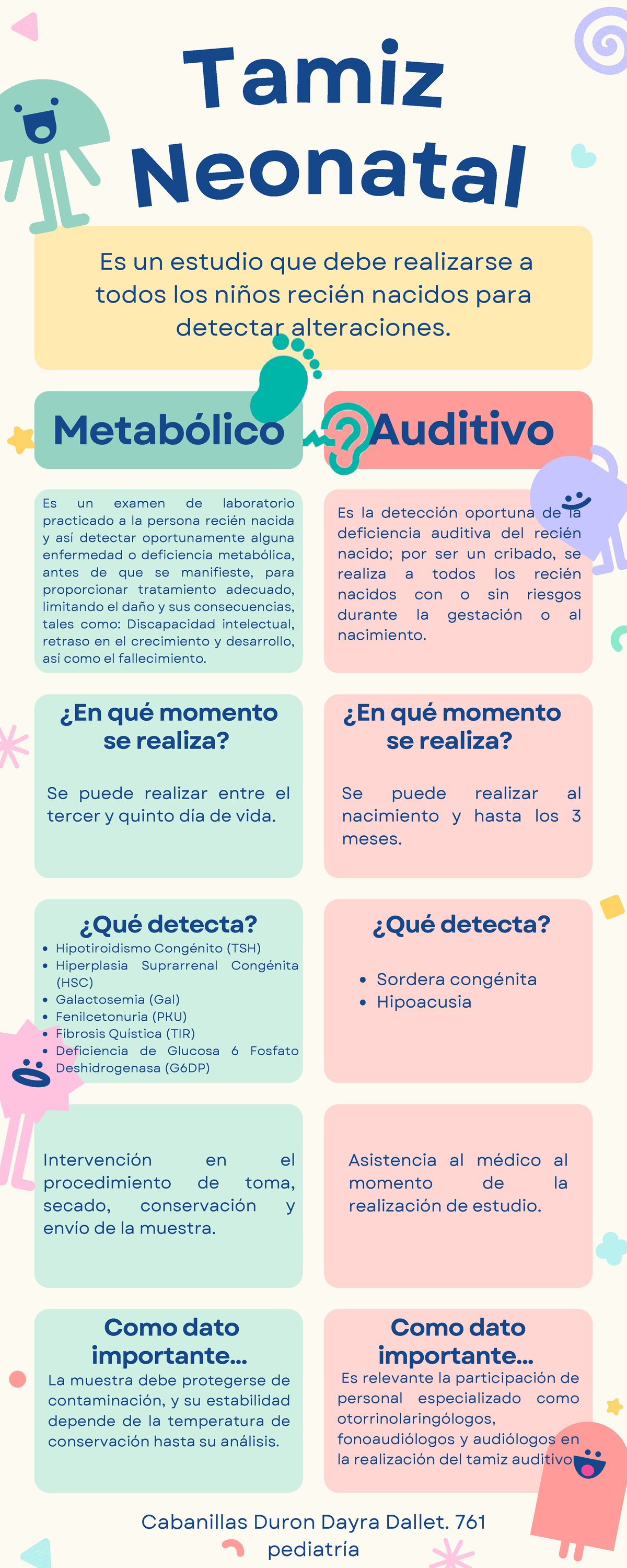 Infografía del Tamiz Neonatal: Procedimiento y Detección Auditiva - Studocu