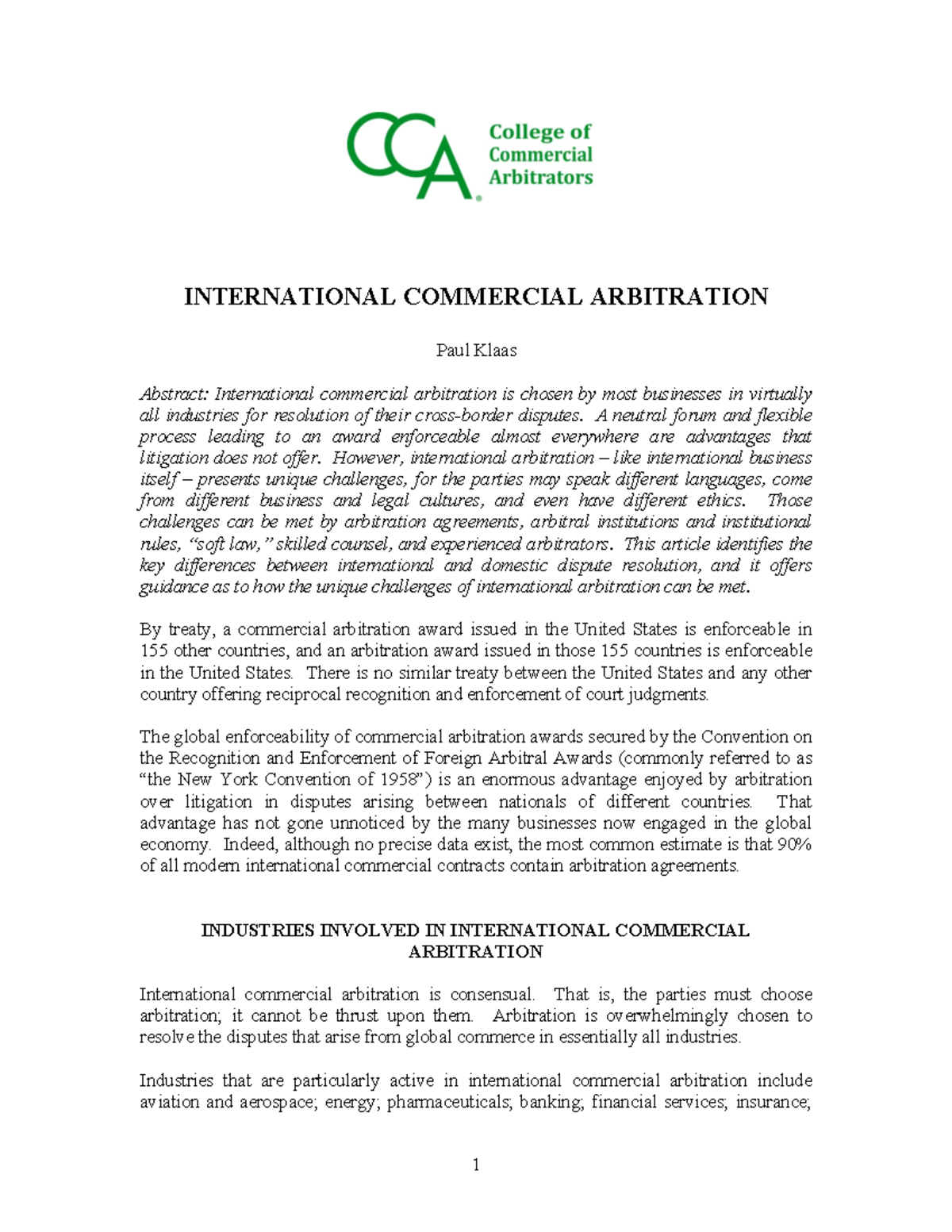 International-Commercial-Arbitration - INTERNATIONAL COMMERCIAL ...