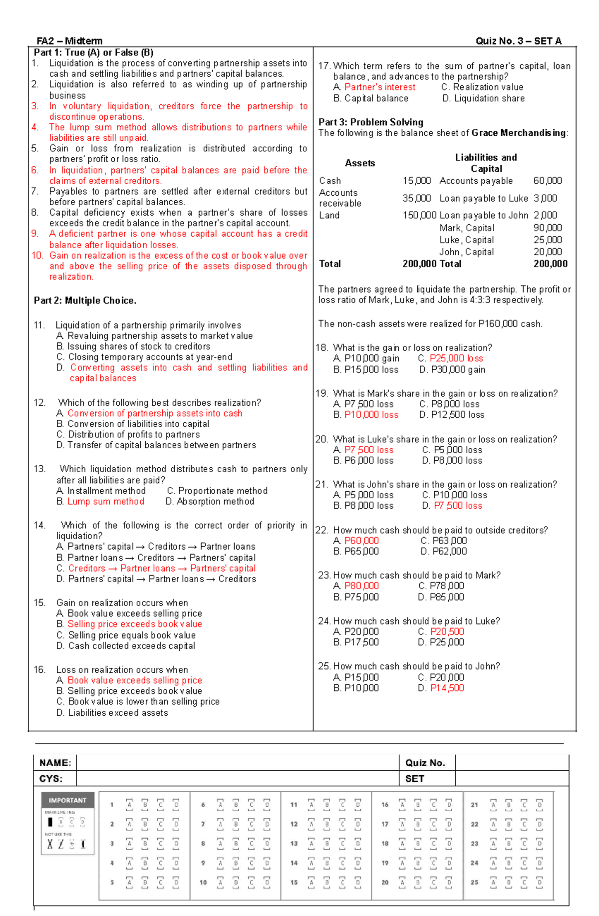 FA2 Midterm Quiz 3: True/False & Multiple Choice Questions - Studocu