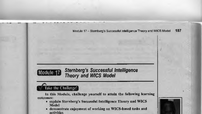 Module 17: Exploring Successful Intelligence Theory & WICS Model - Studocu