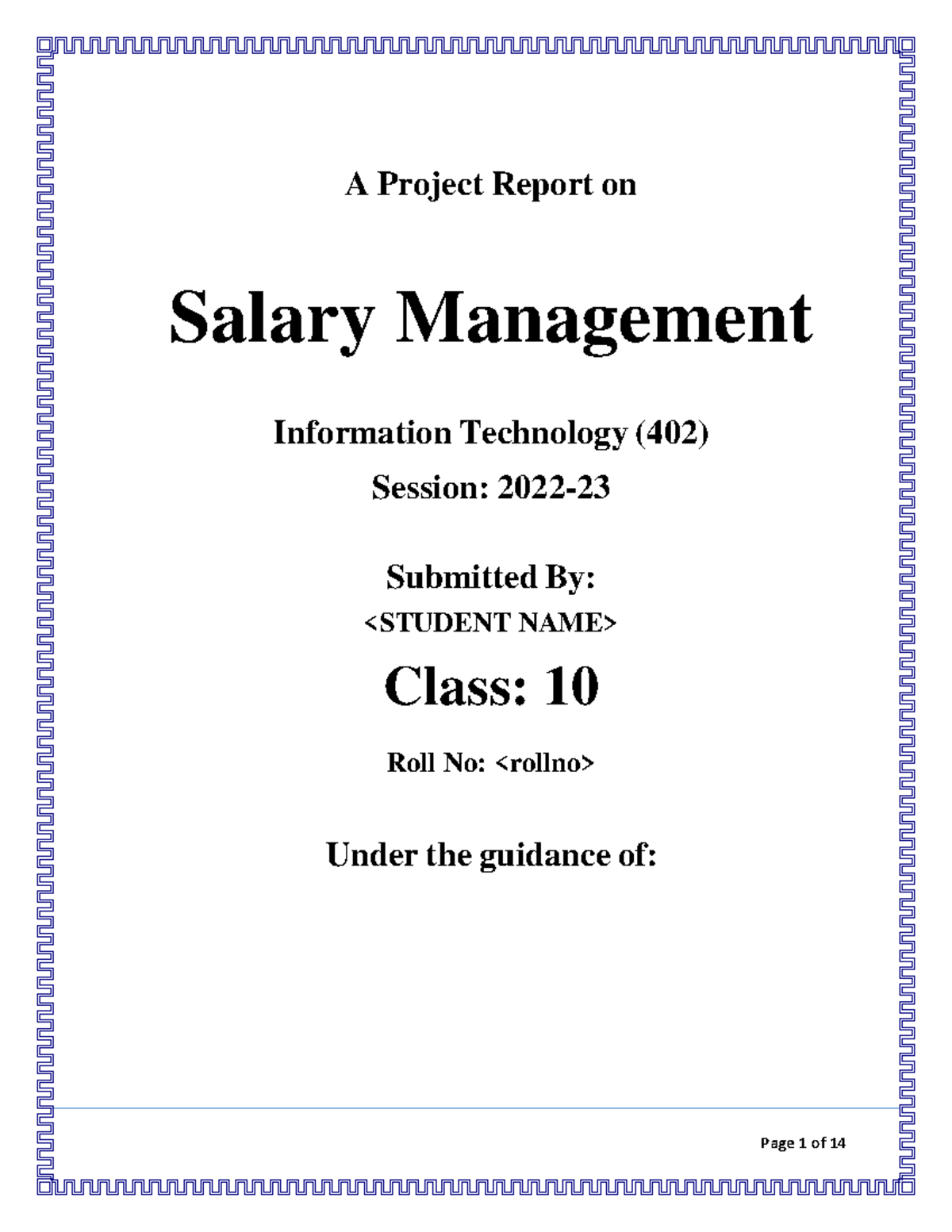 Sample project file of Salary-Management-Project-Report - A Project ...