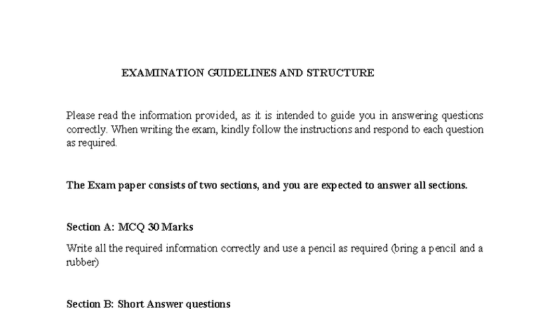 EXAMINATION GUIDELINES & STRUCTURE: Key Tips for Success - Studocu