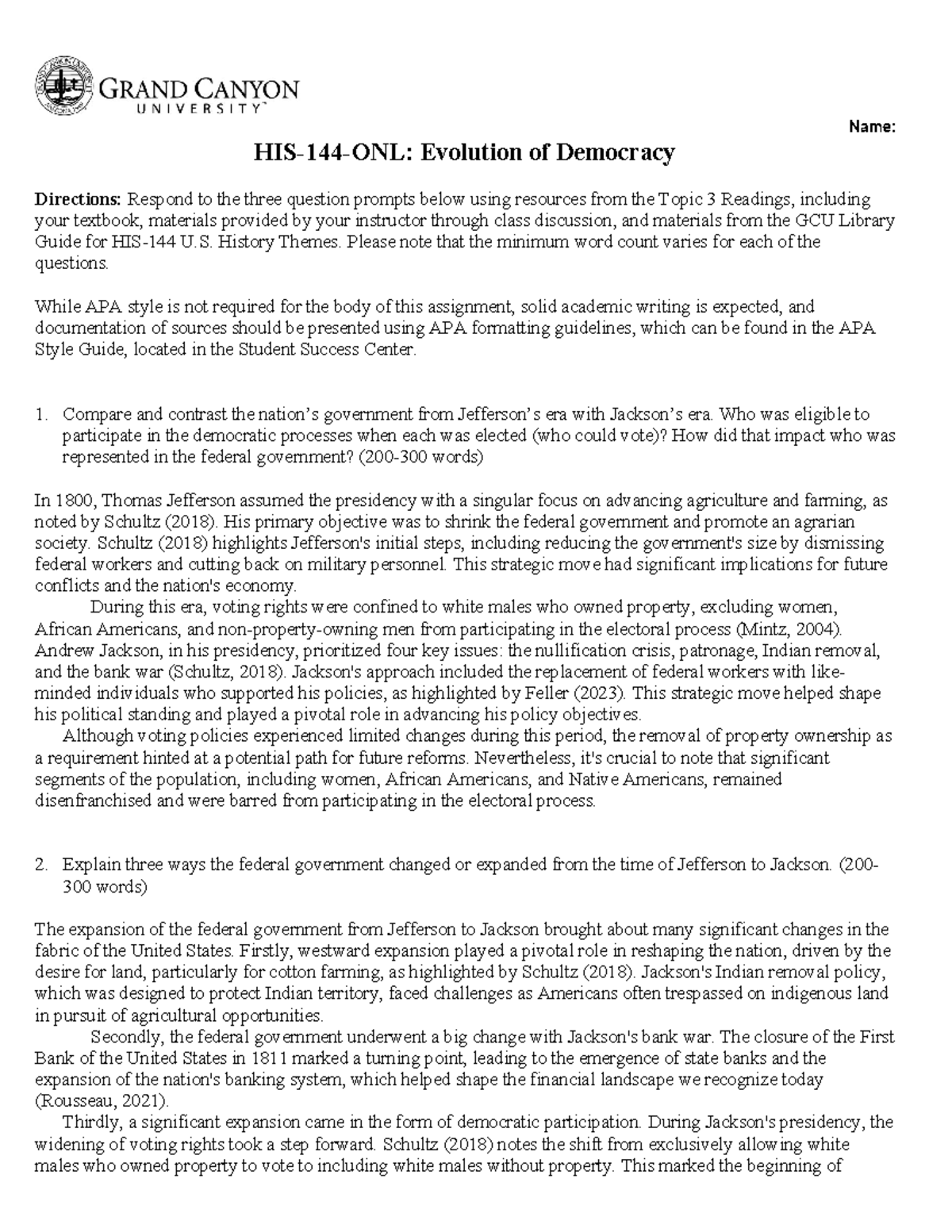 HIS-144-ONL: Evolution of DemocracyWorksheet Responses & Analysis - Studocu