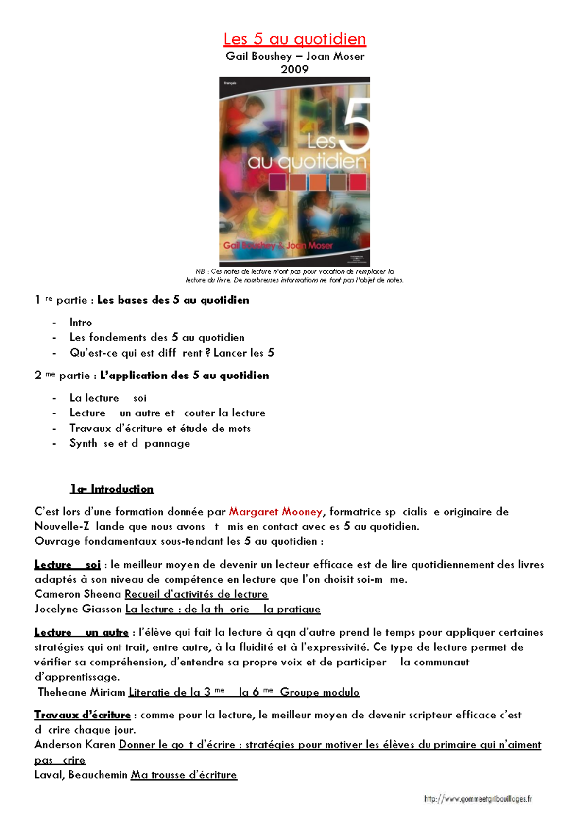 Les 5 au quotidien : Notes de lecture sur la compréhension de la ...