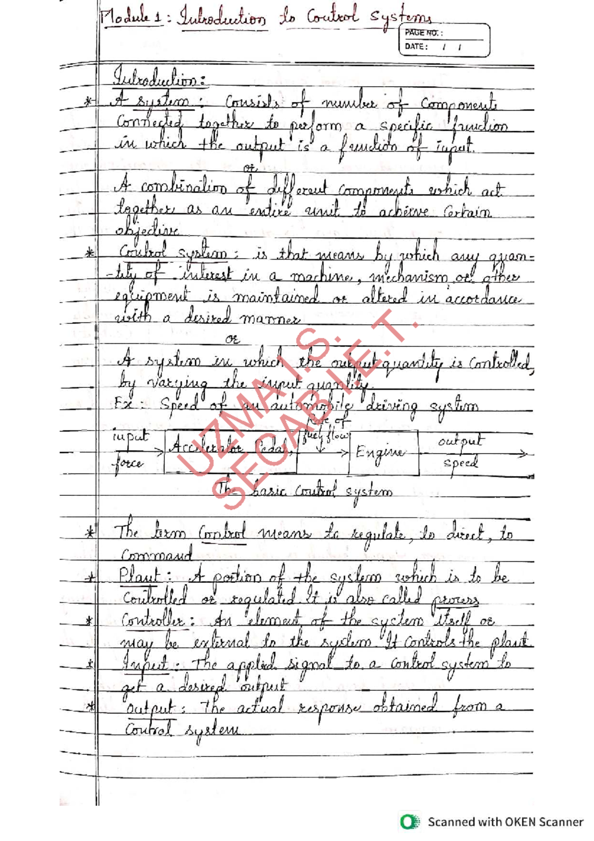 BEC403 Control Systems Module 1 Study Notes - Studocu