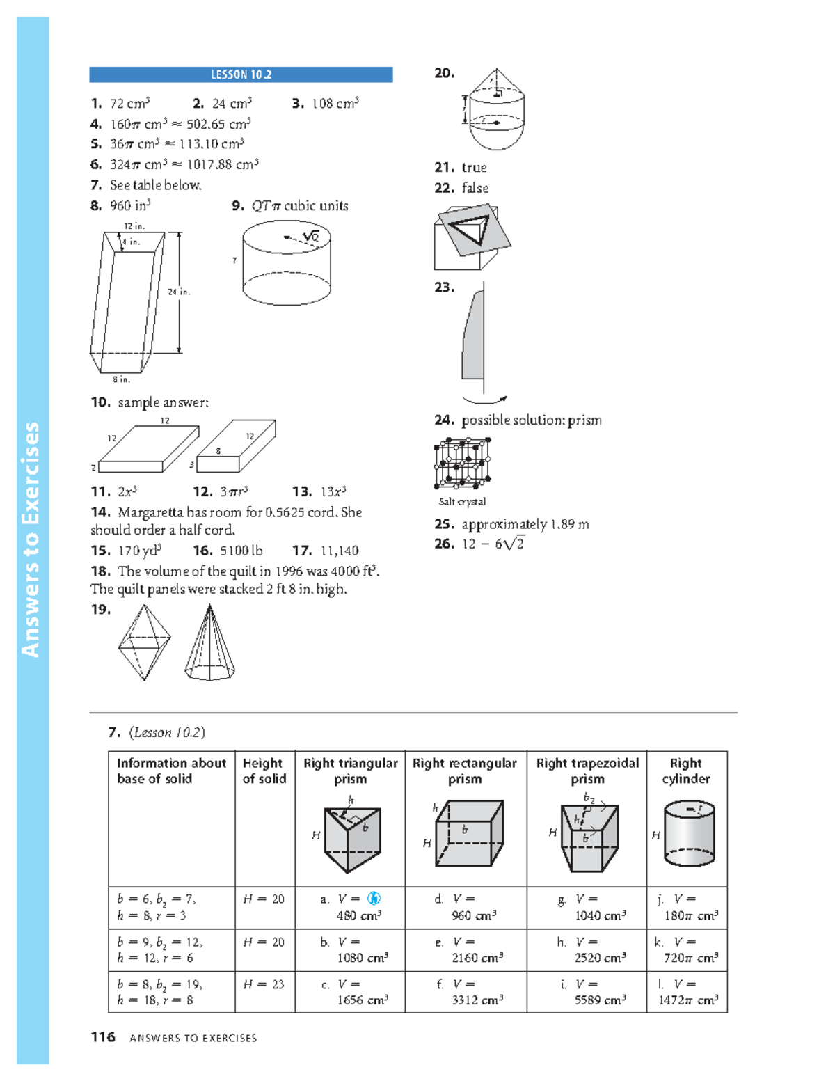 Geometry 10.3 Textbook Answers - Complete Answer Key for Lesson 10 ...