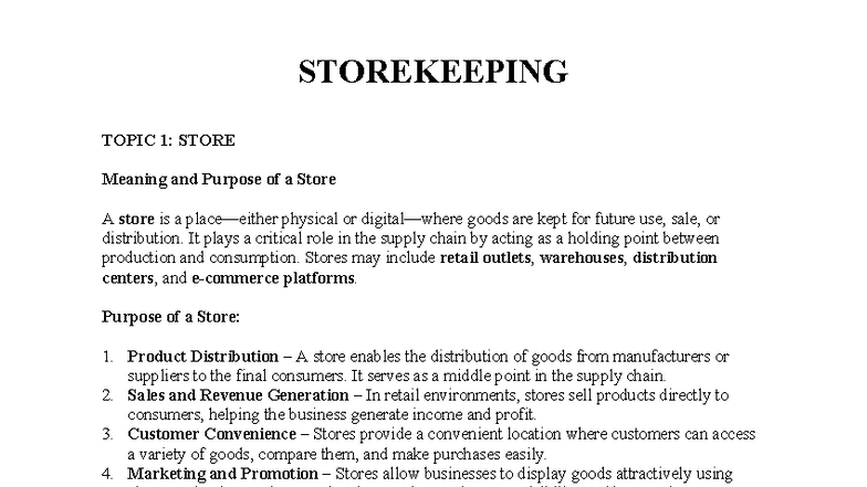 STOREKEEPING MANUAL: TOPICS ON STORE MEANING, PURPOSE, AND MANAGEMENT ...