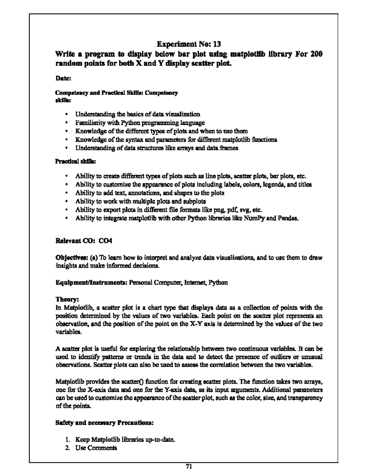 Practical-13: Scatter Plot Creation Using Matplotlib in Python - Studocu