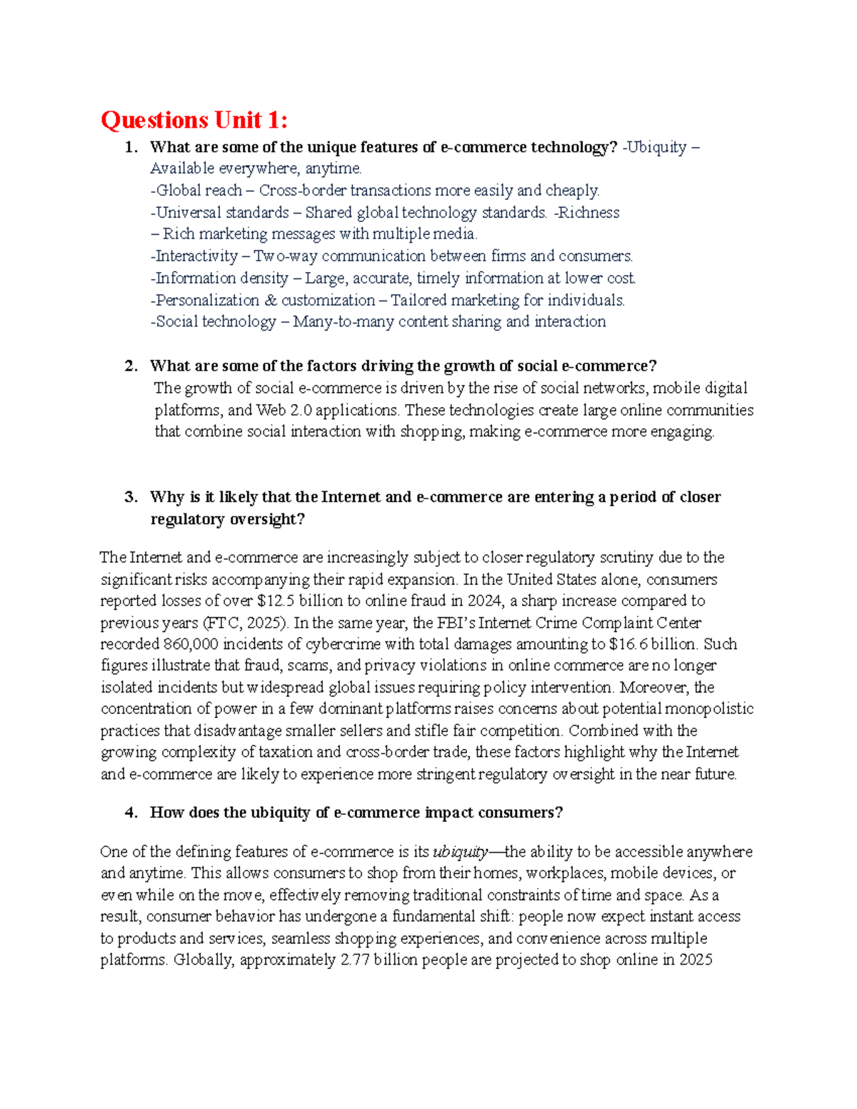 Unit 1 Questions: Exploring Technology's Impact and Growth Factors ...