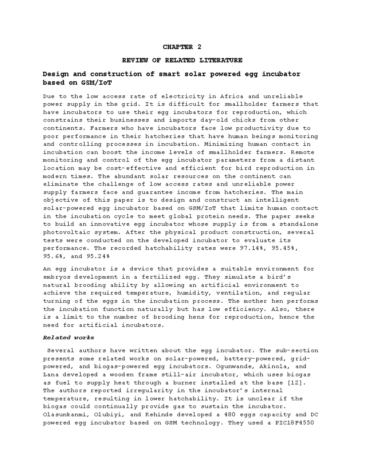 Smart Solar-Powered Egg Incubator Design for GSM/IoT Applications - Studocu