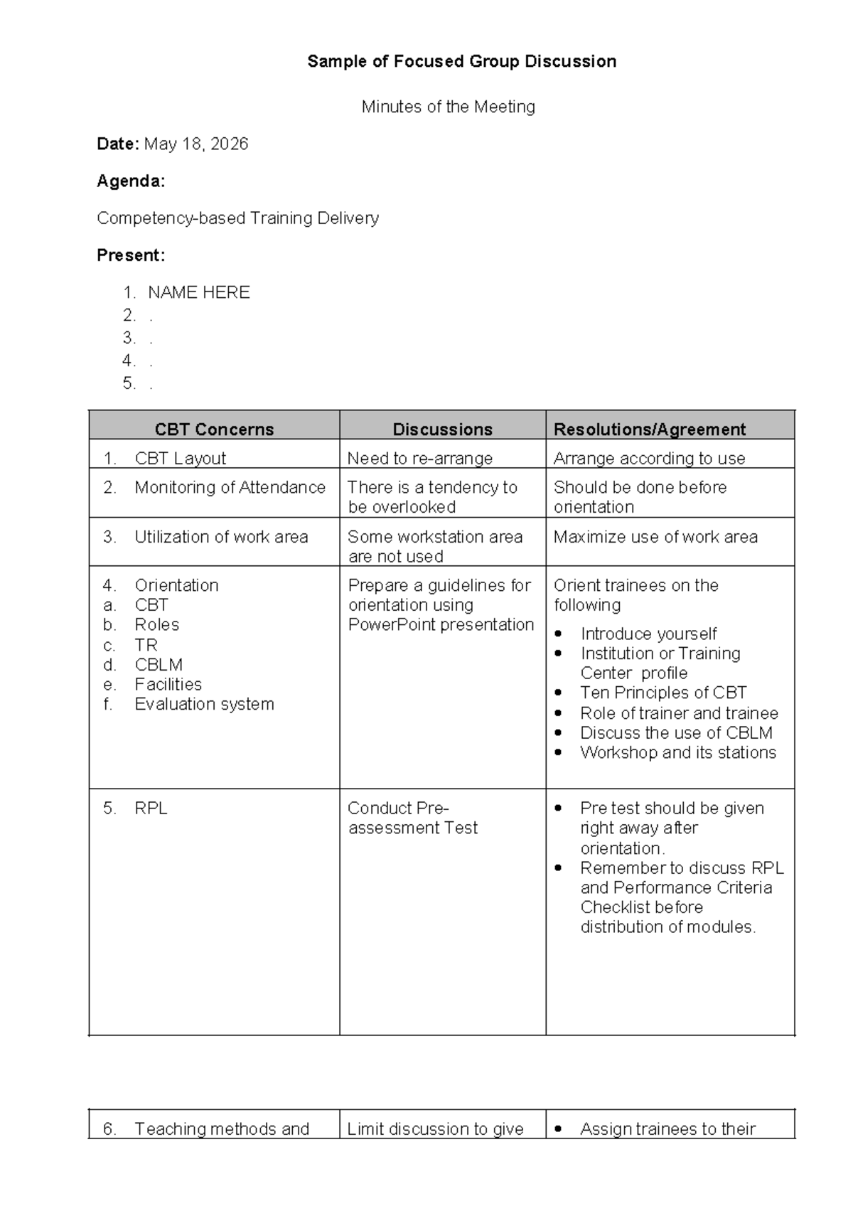 Summary of Focused Group Discussion Minutes - May 18, 2026 - Studocu