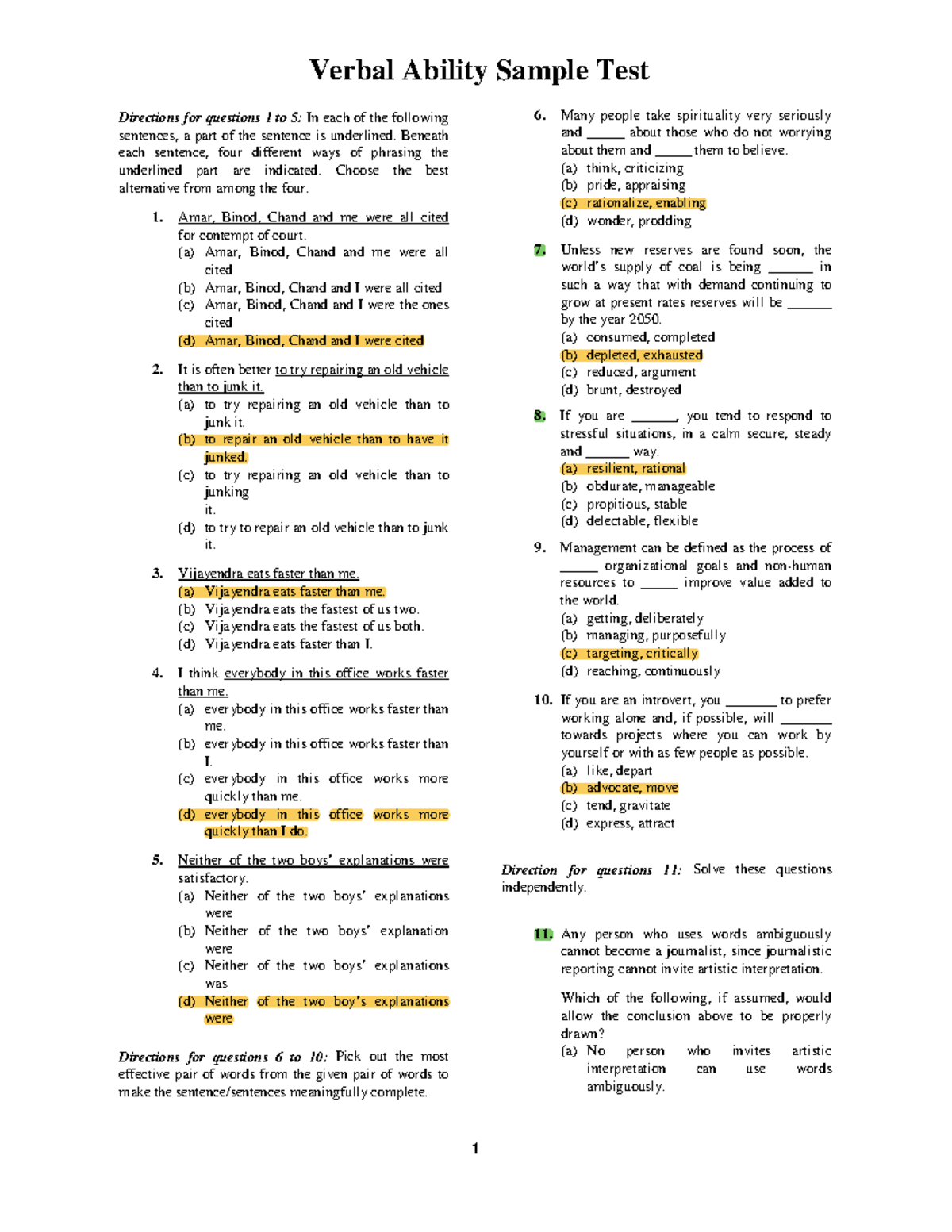 Verbal Ability Practice Questions for English JSAT Preparation - Studocu