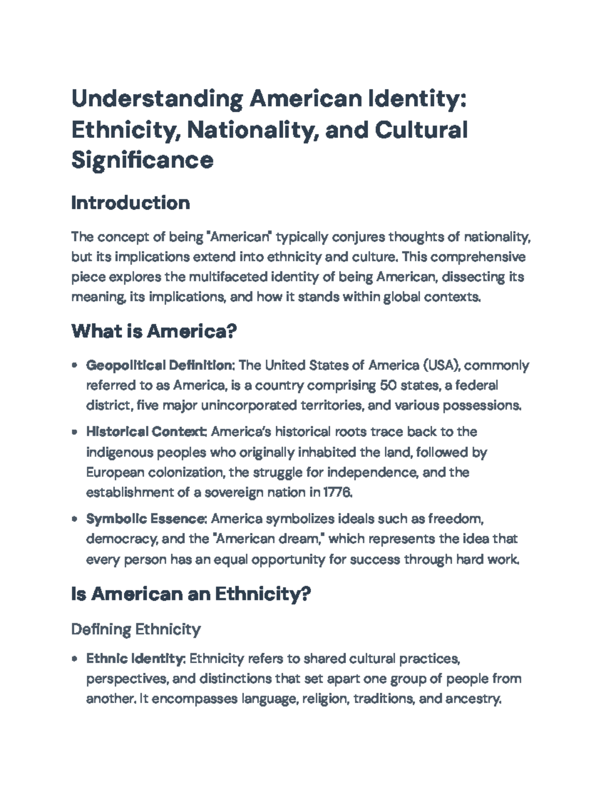 Understanding American Identity: Ethnicity, Nationality, and Culture ...