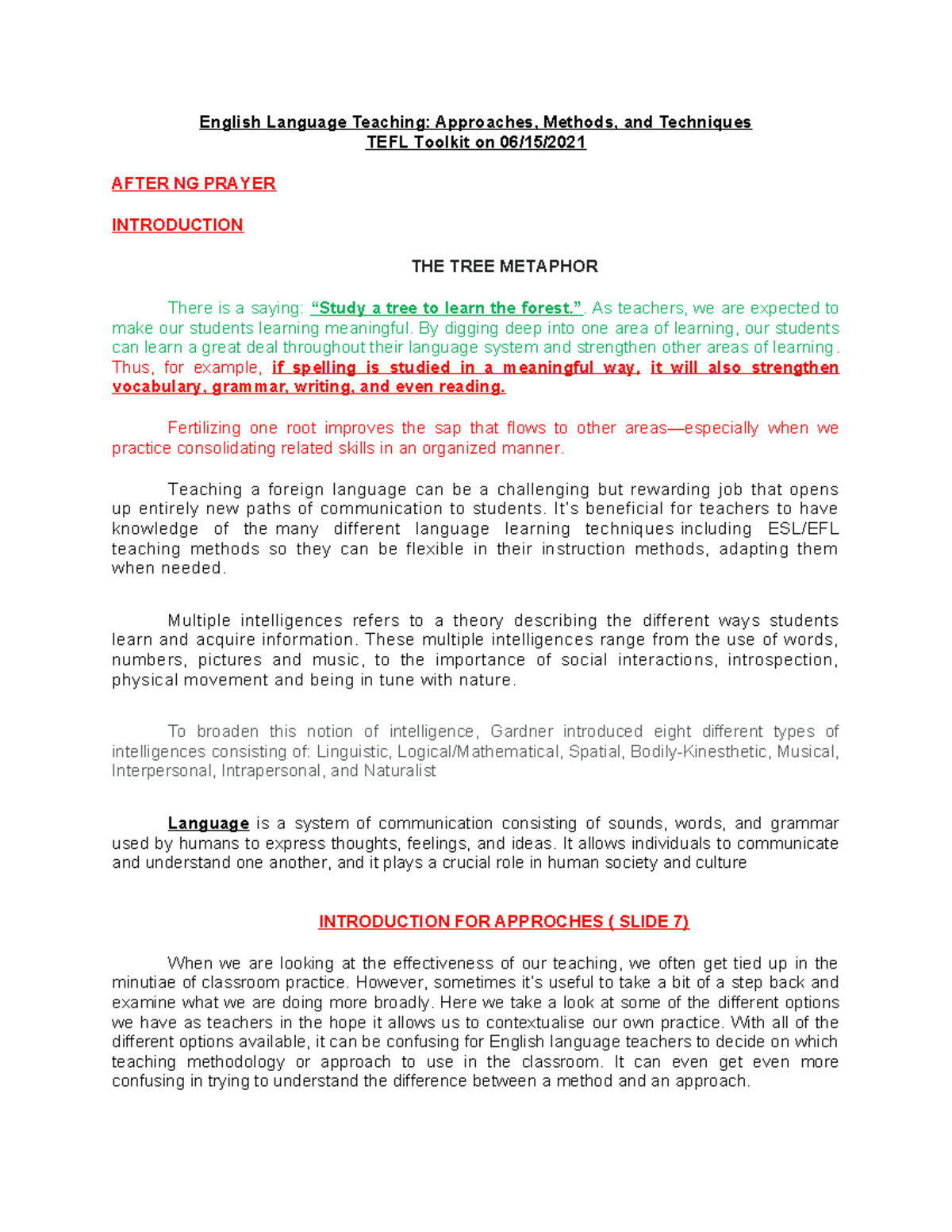 English Language Teaching Report - English Language Teaching ...