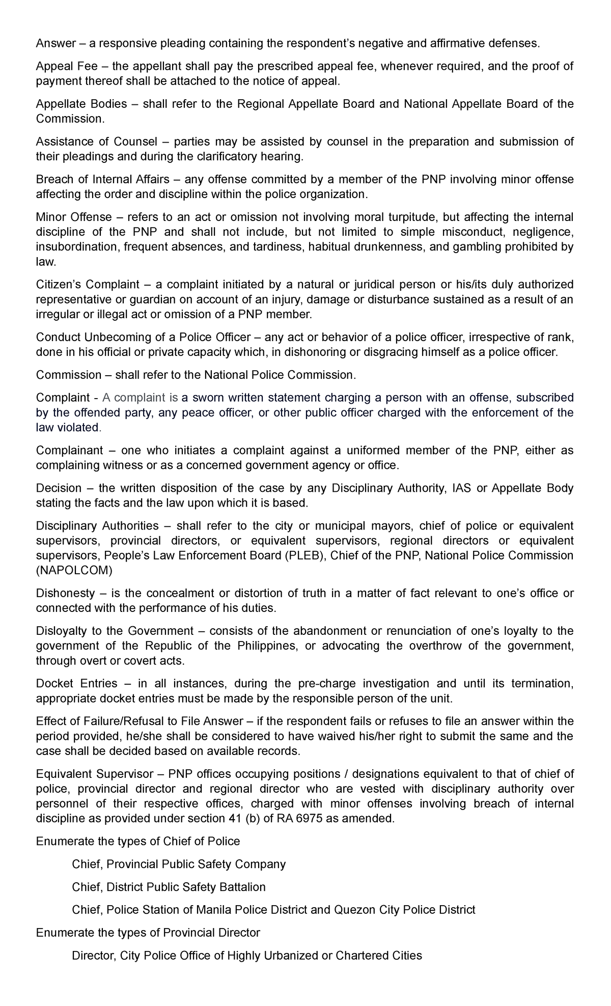 Definition of Terms for P2 LEA: Key Legal Concepts Explained - Studocu