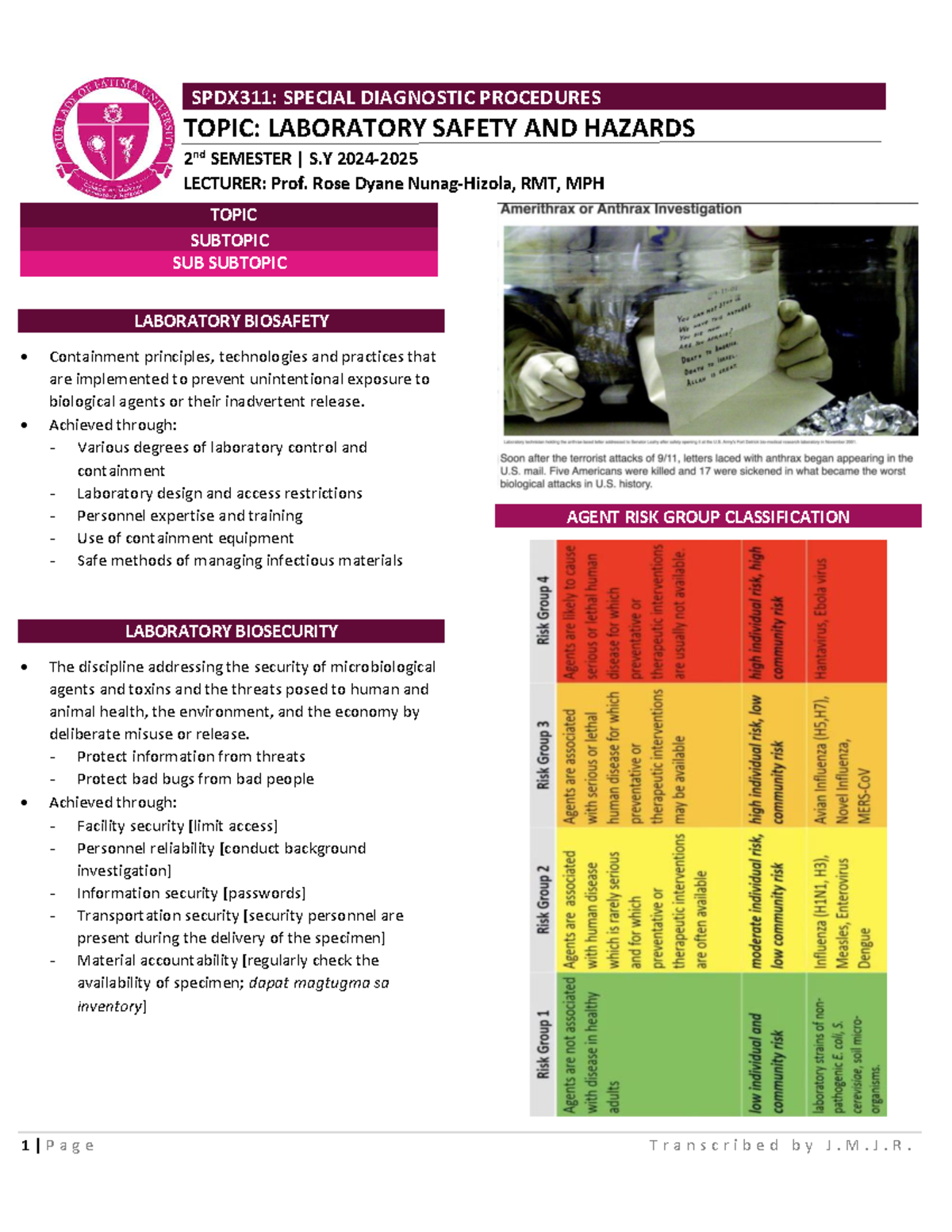 SPDX311: Laboratory Safety and Hazards Overview for 2nd Semester - Studocu