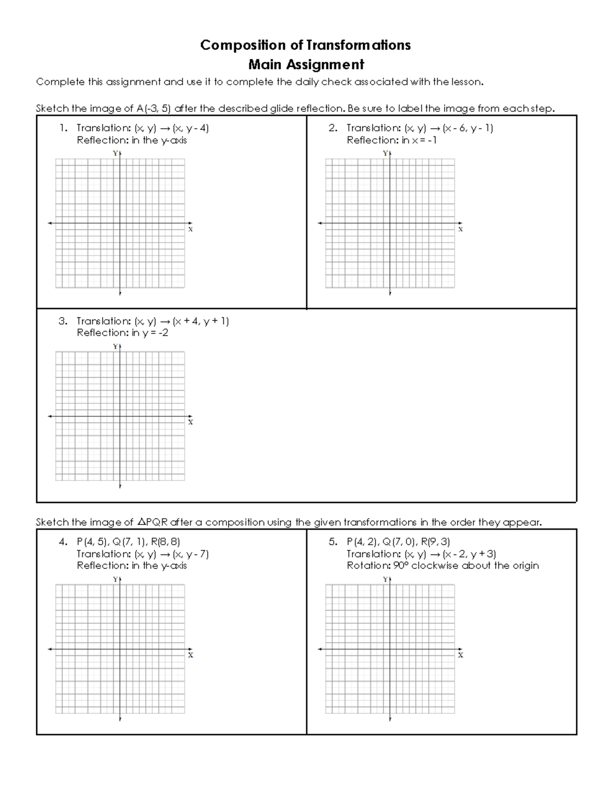 Main Assignment: Composition of Transformations (MATH 101) - Studocu