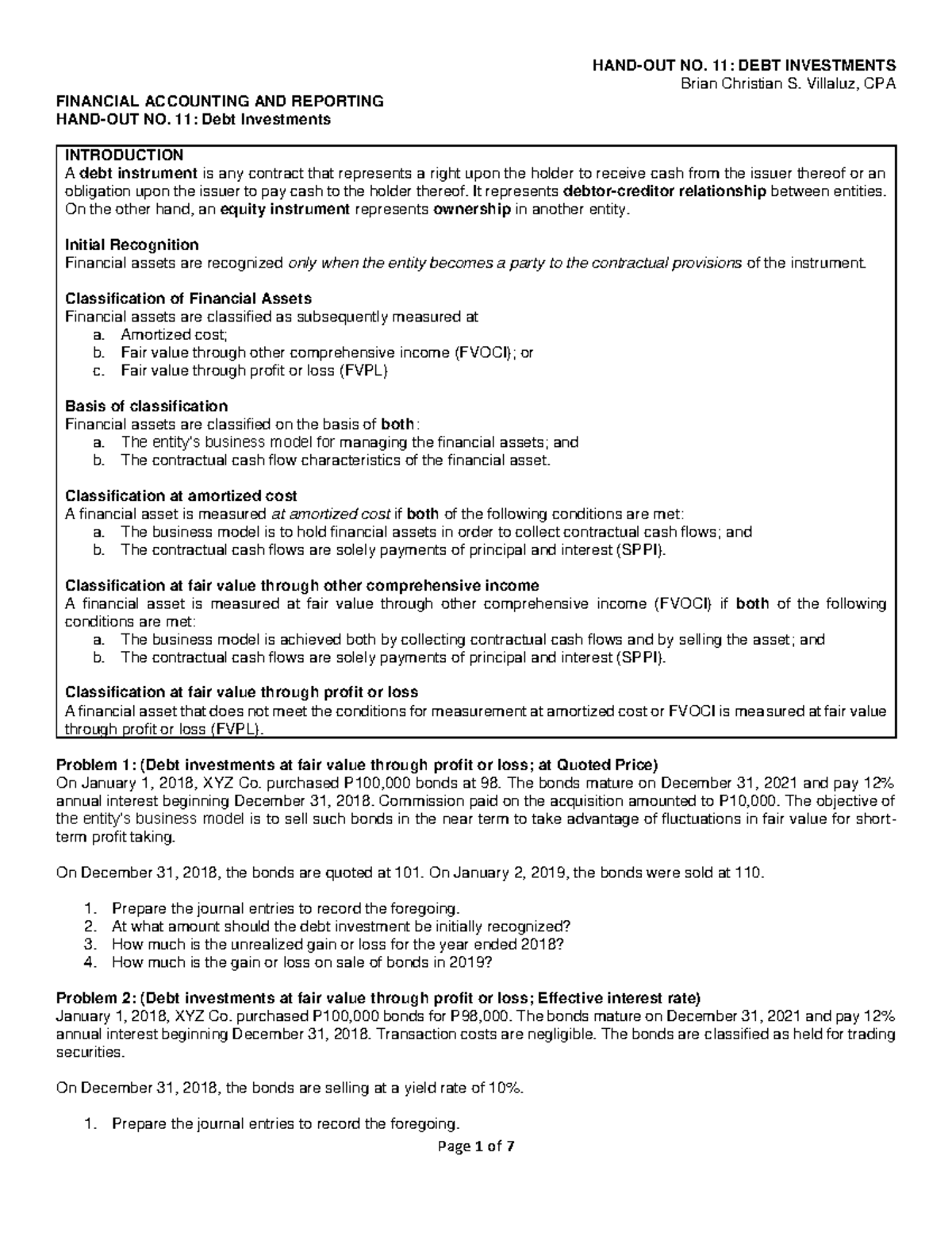 FINANCIAL ACCOUNTING - Hand-out No. 11: Understanding Debt Instruments ...