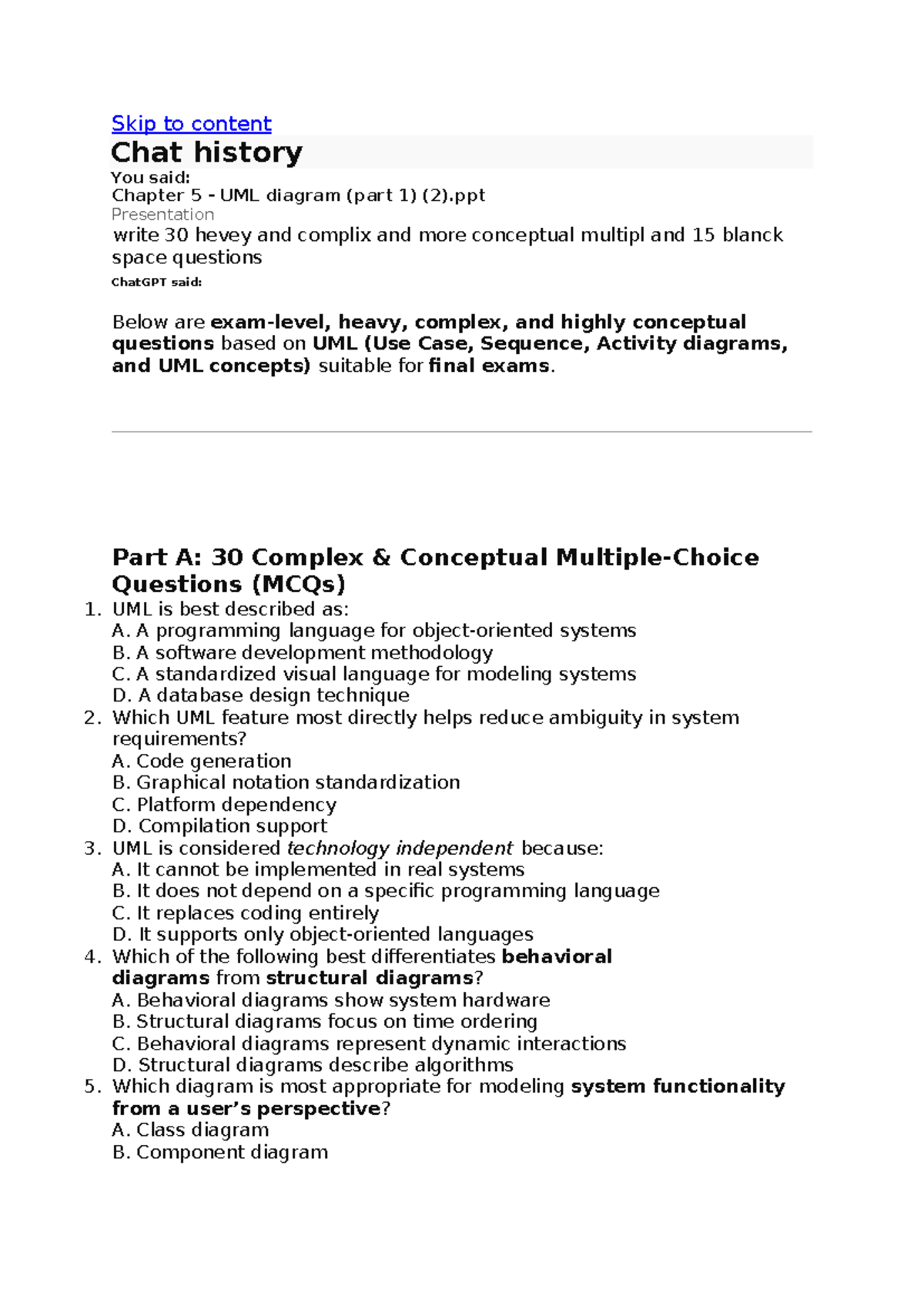 Chapter 5 UML Questions & Answers for Final Exam (CS101) - Studocu