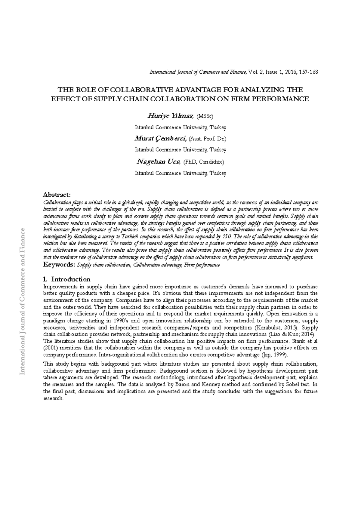 The Role of Collaborative Advantage in Supply Chain Collaboration and ...