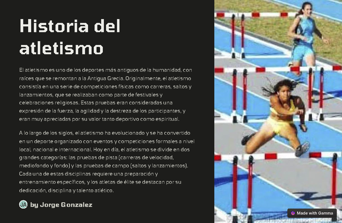 Historia y Técnicas del Atletismo: Desde Sus Orígenes hasta Hoy - Studocu