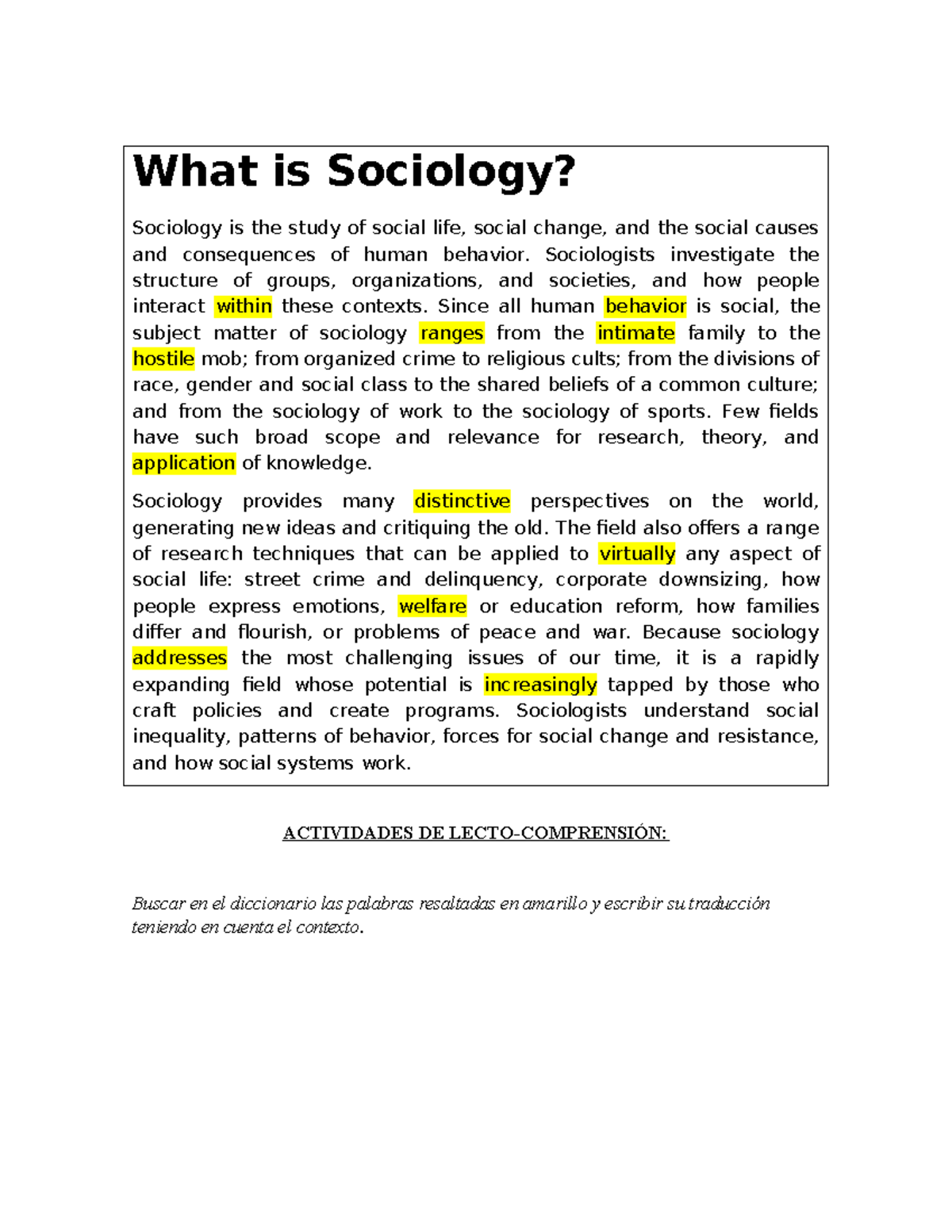 Sociology Overview and Key Terms Dictionary - Studocu