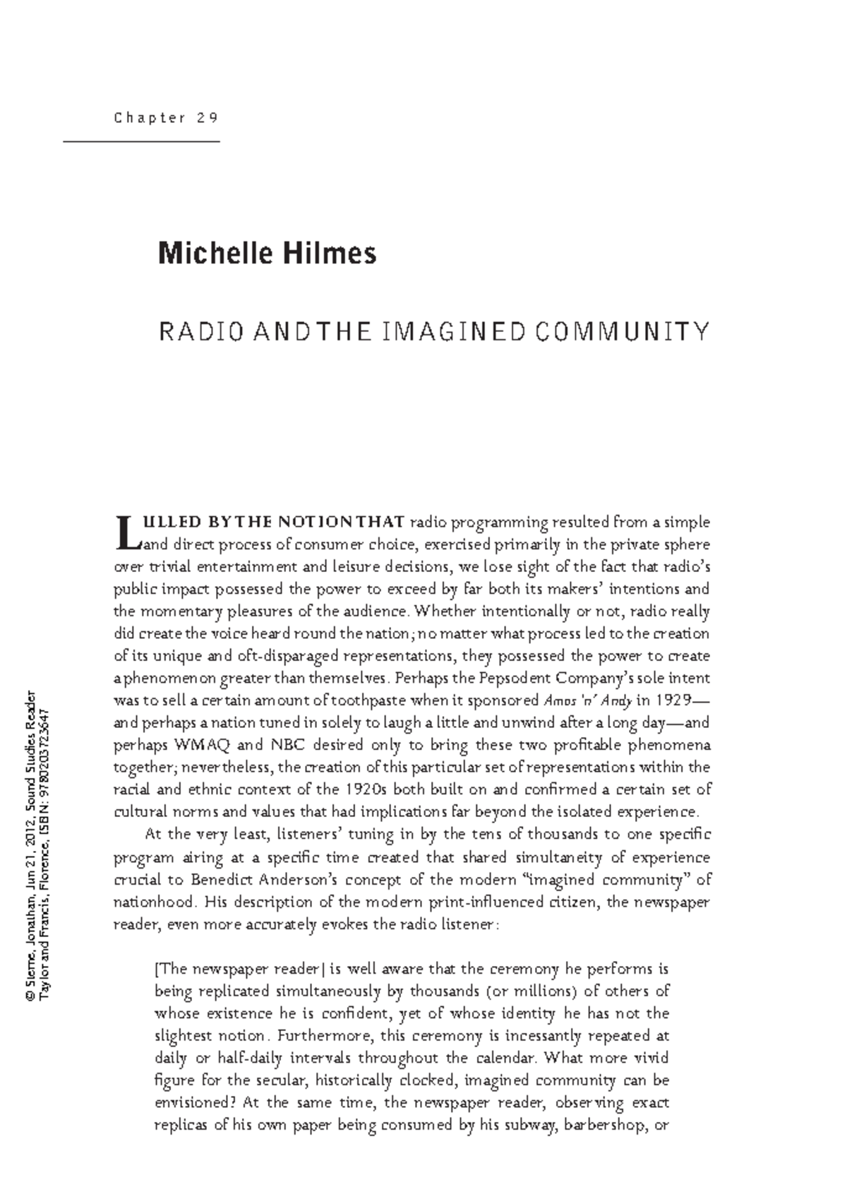 Radio and the Imagined Community: Chapter 29 Insights - Studocu