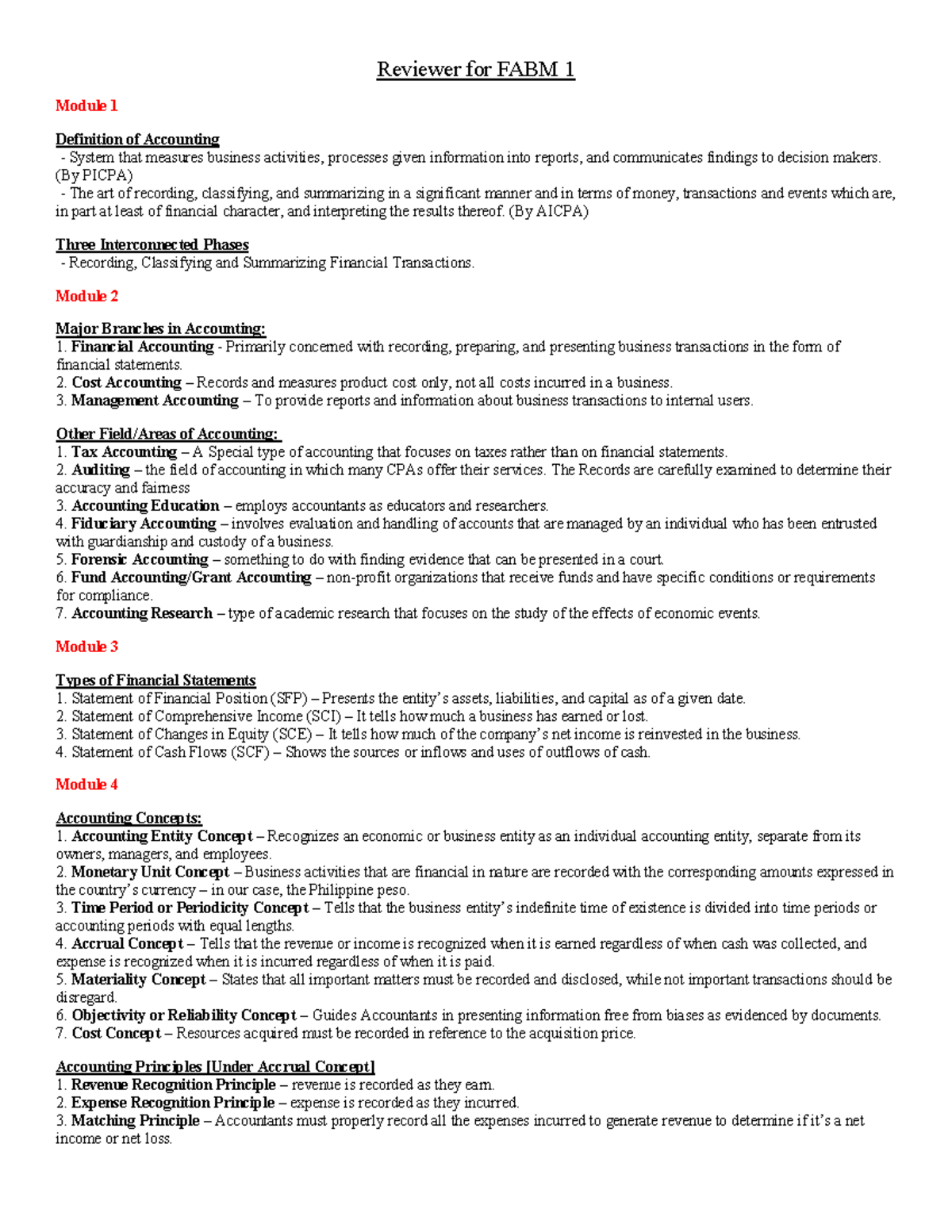 FABM-12 - edsay - Reviewer for FABM 1 Module 1 Definition of Accounting ...