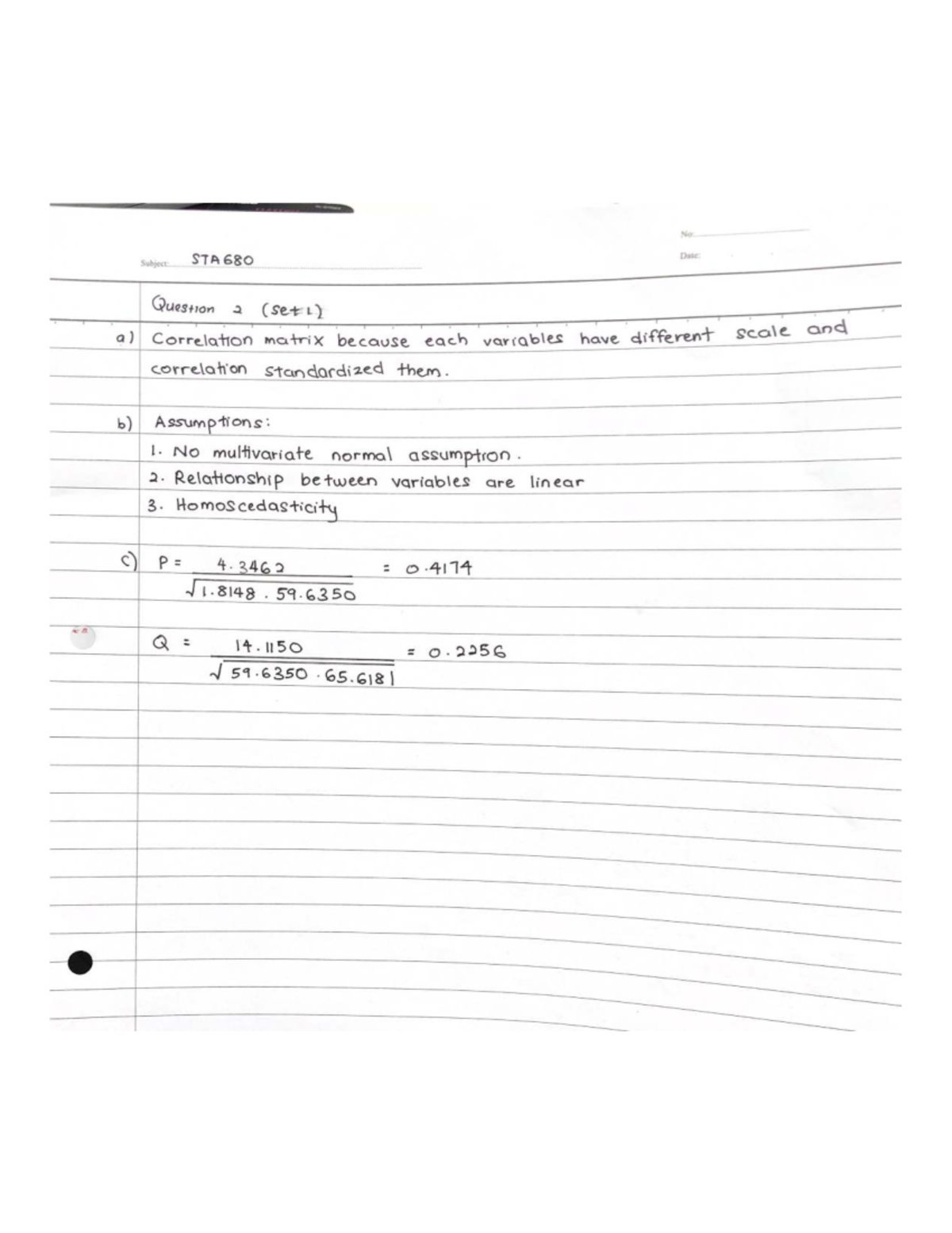 STA680 Final Exam: PCA Output Analysis and Correlation Matrix - Studocu
