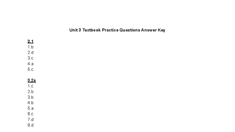 Unit 3 Textbook Practice Questions Answer Key - Studocu