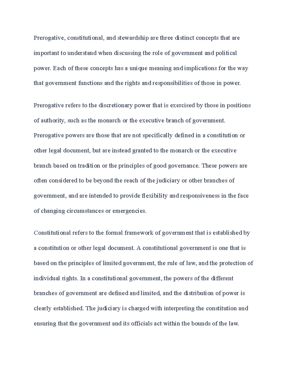 Prerogative vs. Constitutional vs. Stewardship: Key Concepts Explained ...