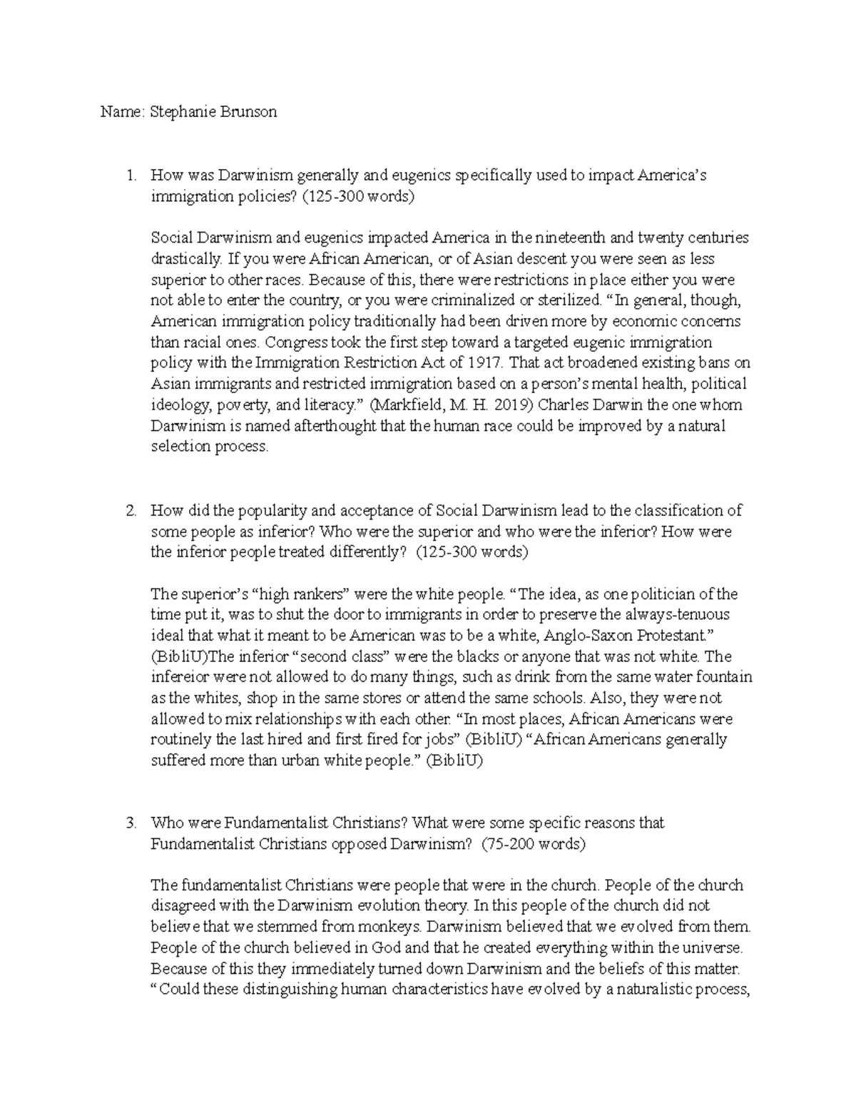 HIS-144-RS-Darwinism and American Society Worksheet - Name: Stephanie ...
