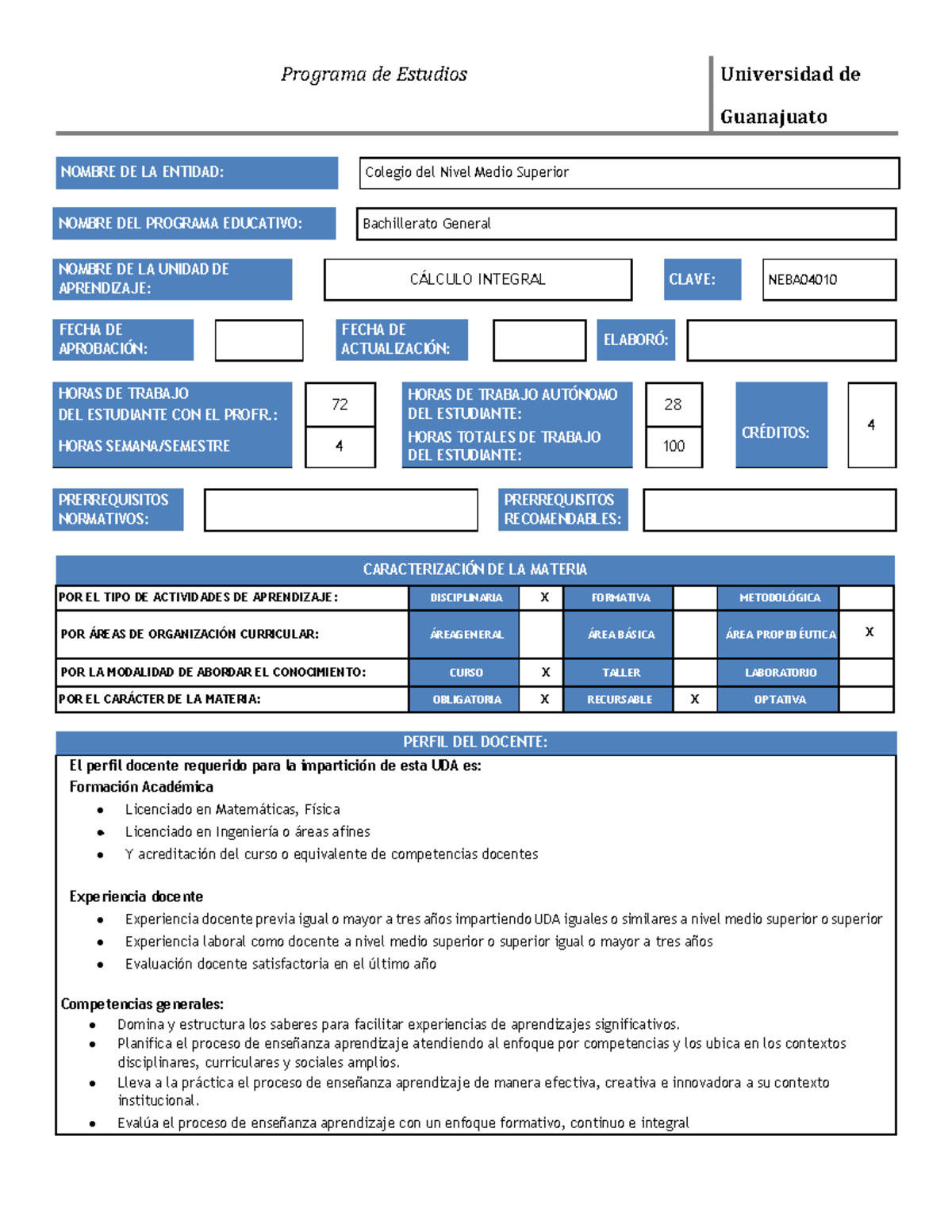 Cálculo Integral - Unidad de Aprendizaje NEBA - Temario y Evaluaciones ...