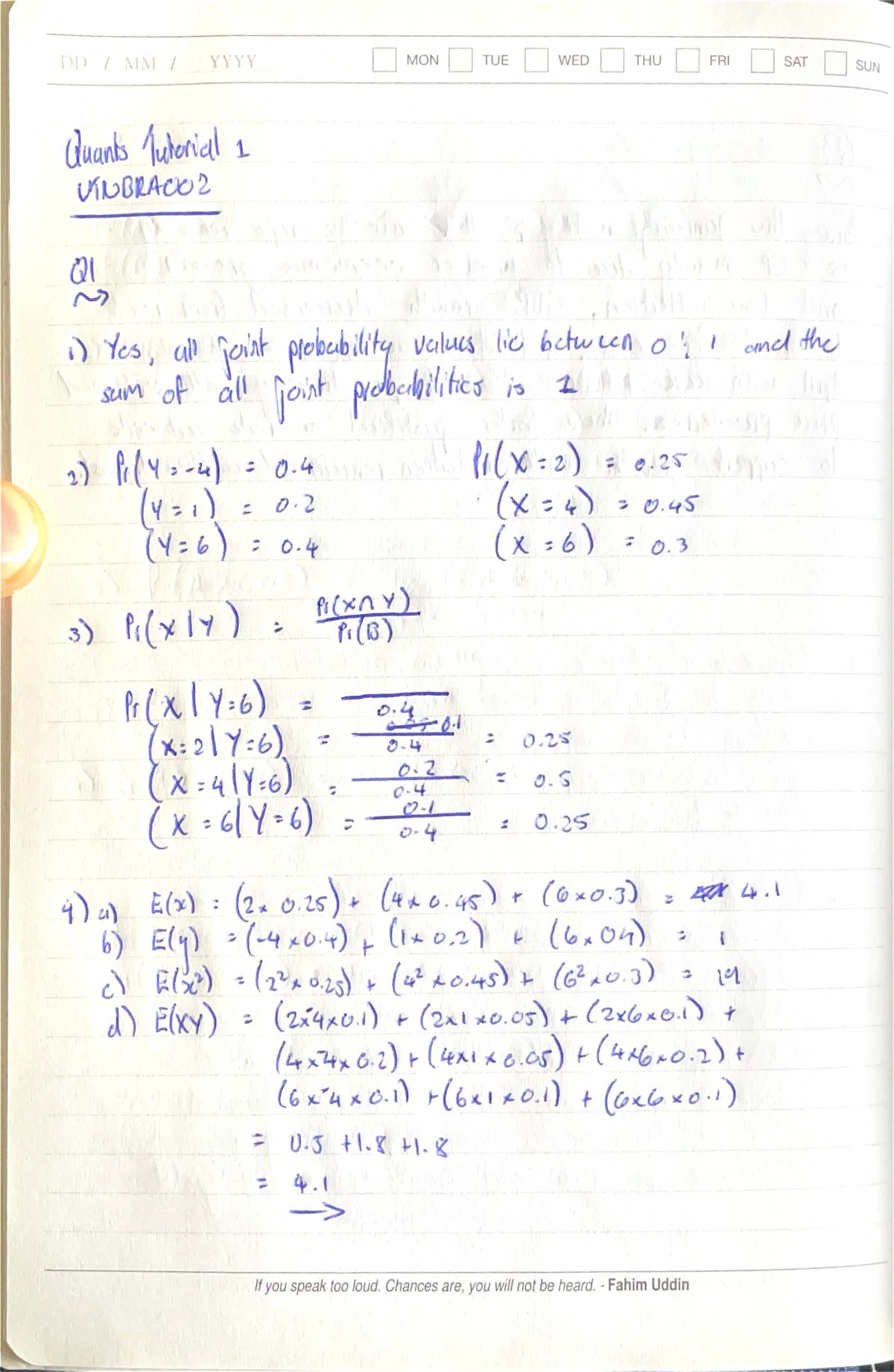 Quants Tutorial 1 - VINBRA002 QI Analysis and Joint Probability - Studocu