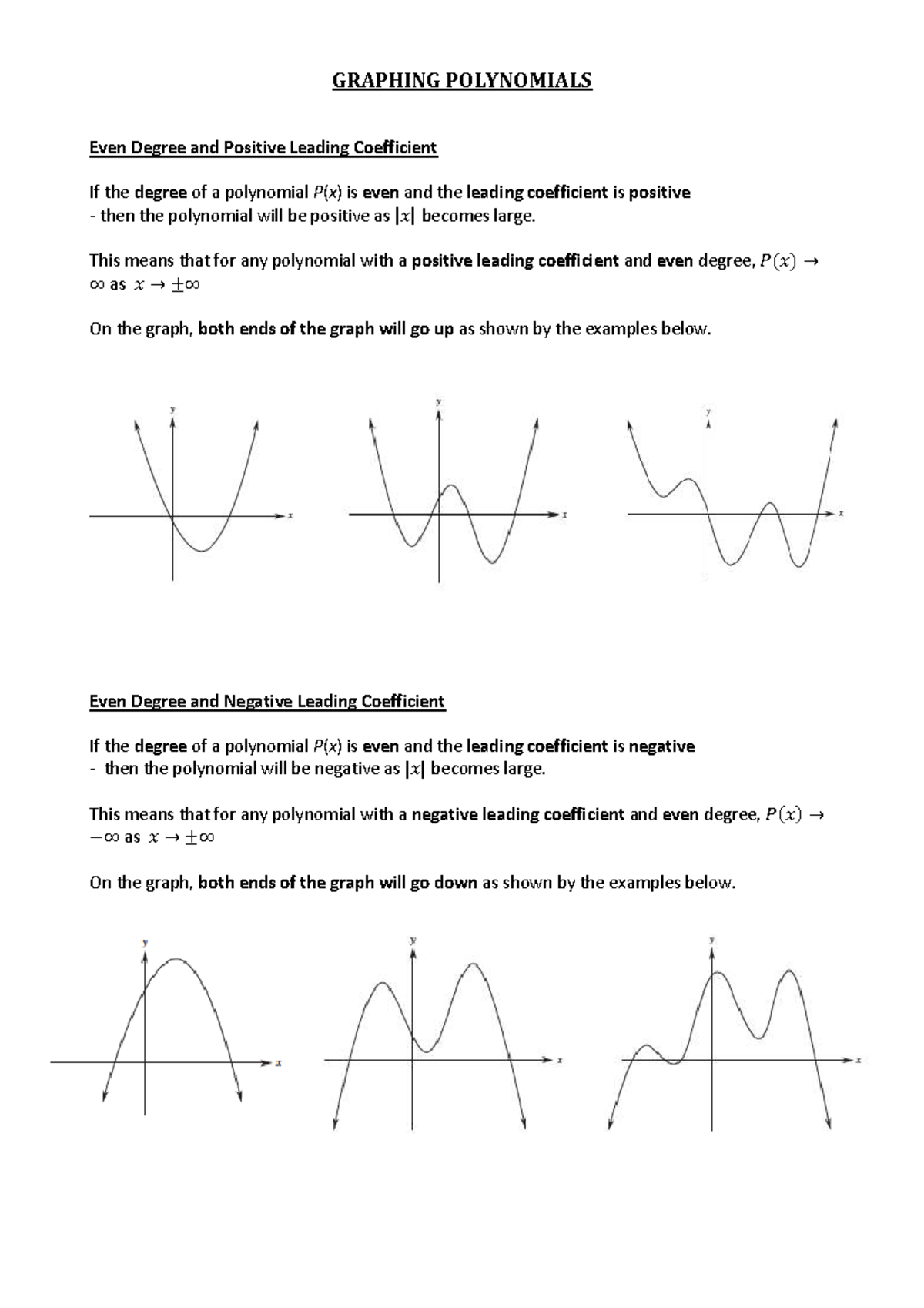 Graphing Polynomials: Even and Odd Degrees Analysis (MATH 101) - Studocu