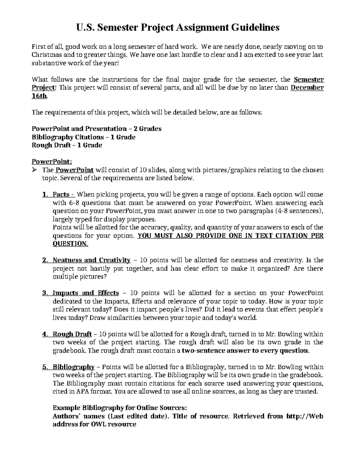 U.S. Semester Project Guidelines: Final Submission Details - Studocu